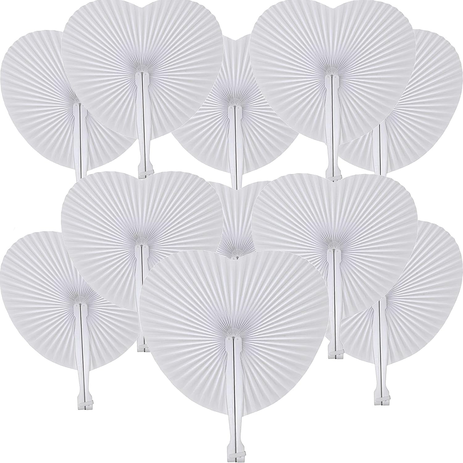HYKE 60 Packs Folding Paper Hand Fans Handheld,White Heart Decorative ...
