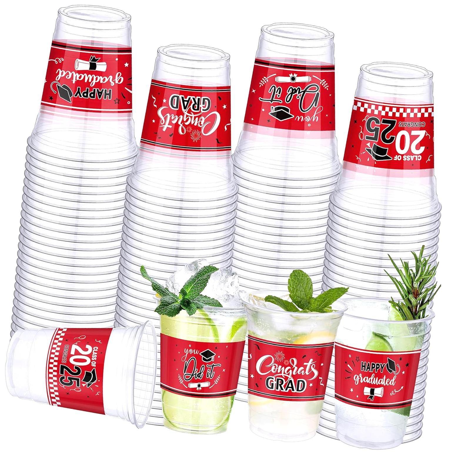 HYKE 60 Pieces 16 Ounce Graduation Cups Black Congrats Grad Plastic ...
