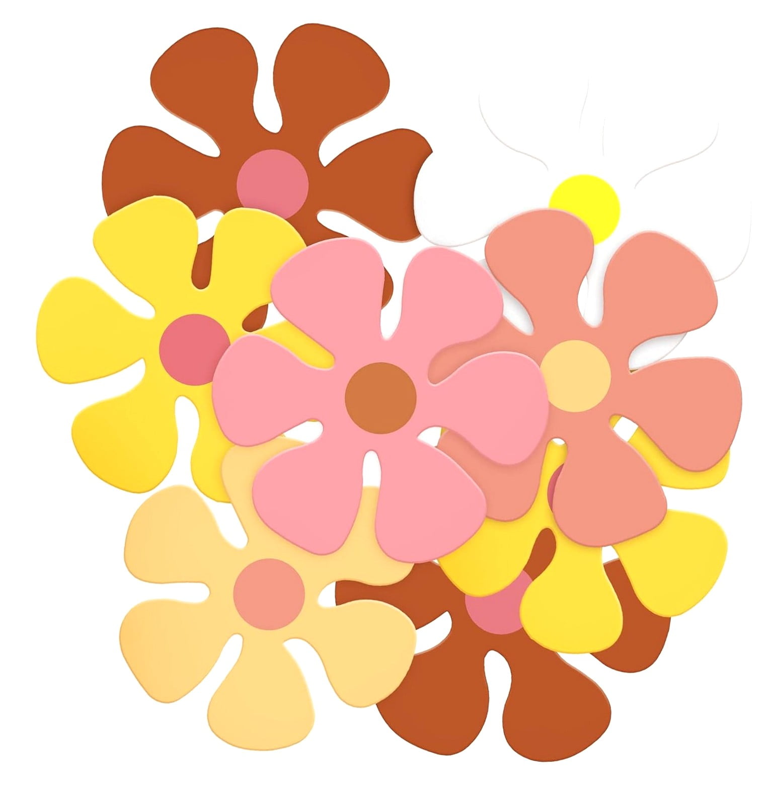 HYKE 60 Pieces Groovy Party Decorations Retro Cutouts Daisy Decor 60s ...