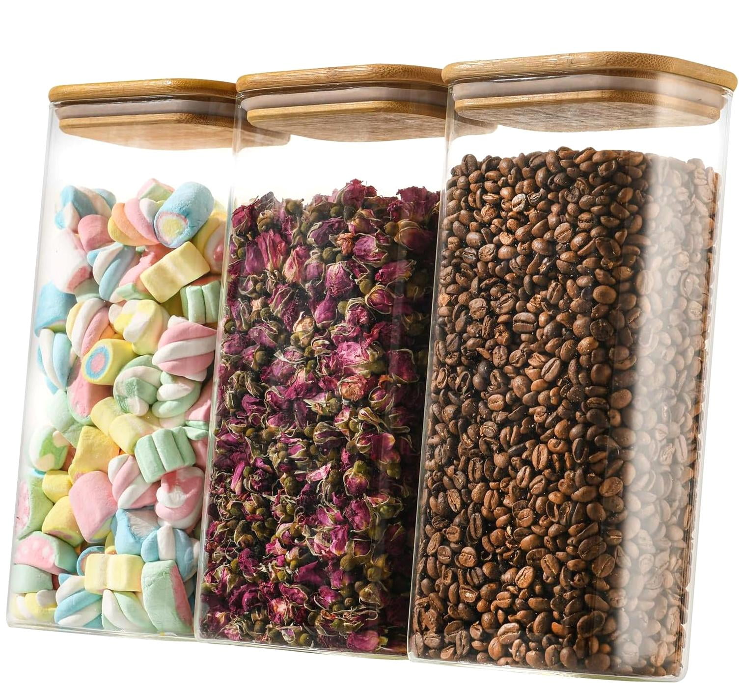 HYKE 64oz Rectangle Airtight Glass Storage Containers with Lids (Set of ...