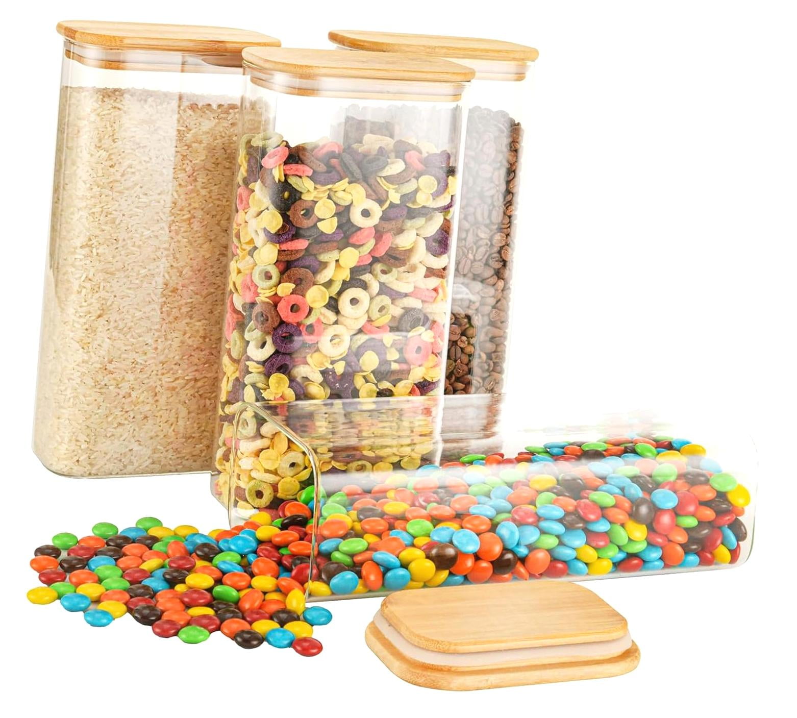 HYKE 64oz Rectangle Airtight Glass Storage Containers with Lids (Set of ...