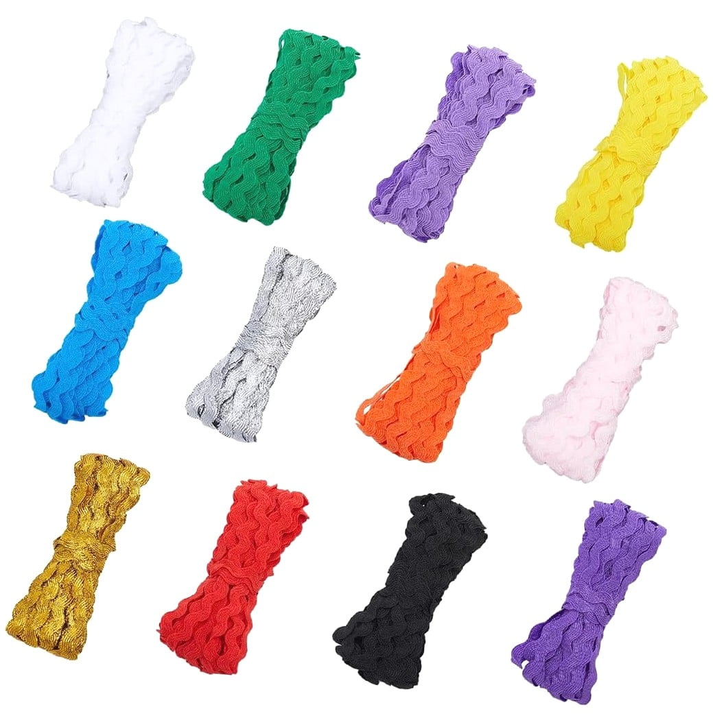 HYKE 66Yds 12 Colors Bending Fringe RIC Rac 3/16 Inch~3/8 Inch Woven ...