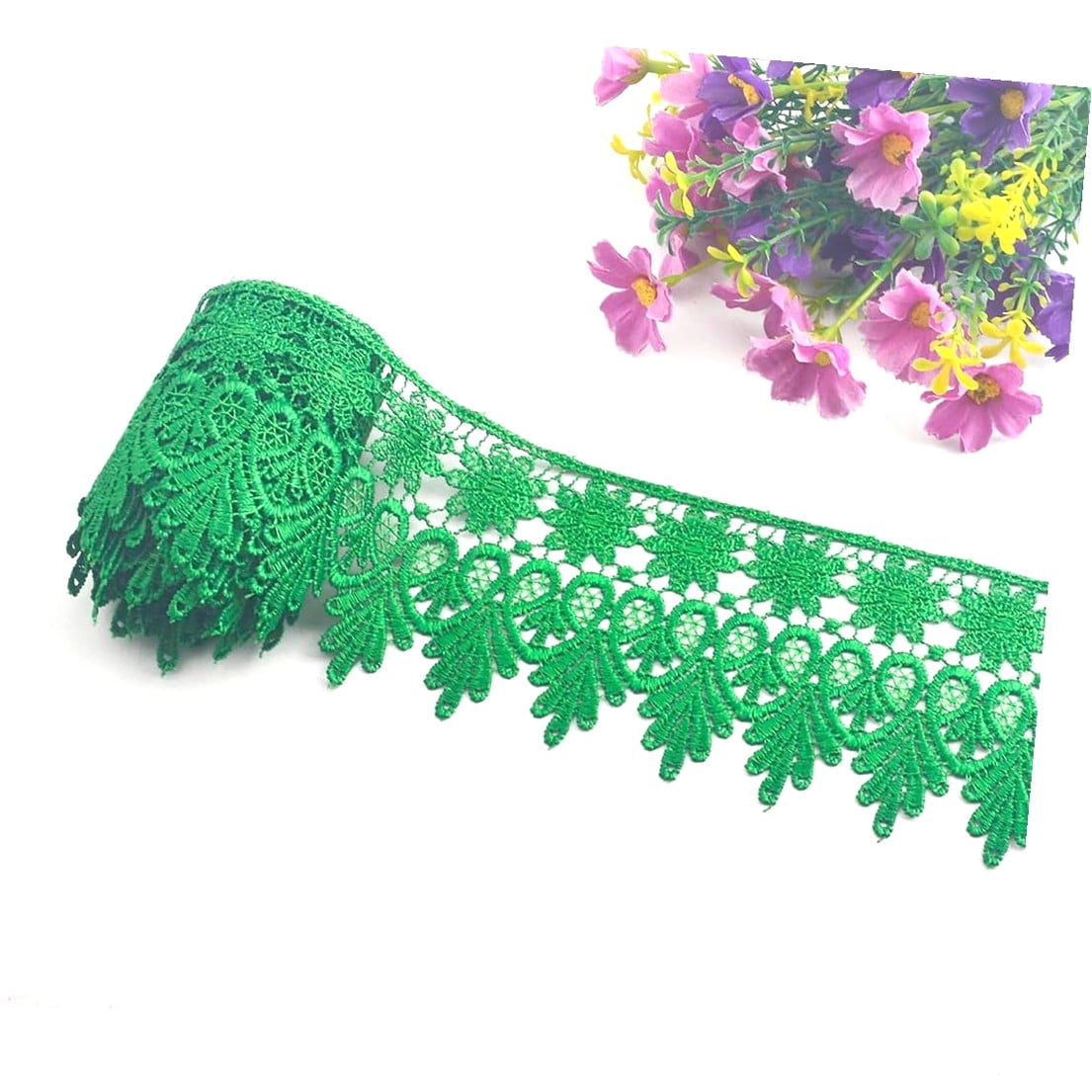 HYKE 7.5 Yards Floral Lace 9CM Lace Width Chips Pattern Inelastic ...