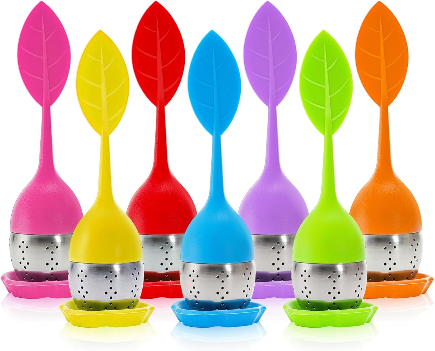 HYKE 7 Pack Silicone Tea Infuser, Cute Loose Leaf Tea Steeper, ne Mesh Tea Strainer with Drip ...