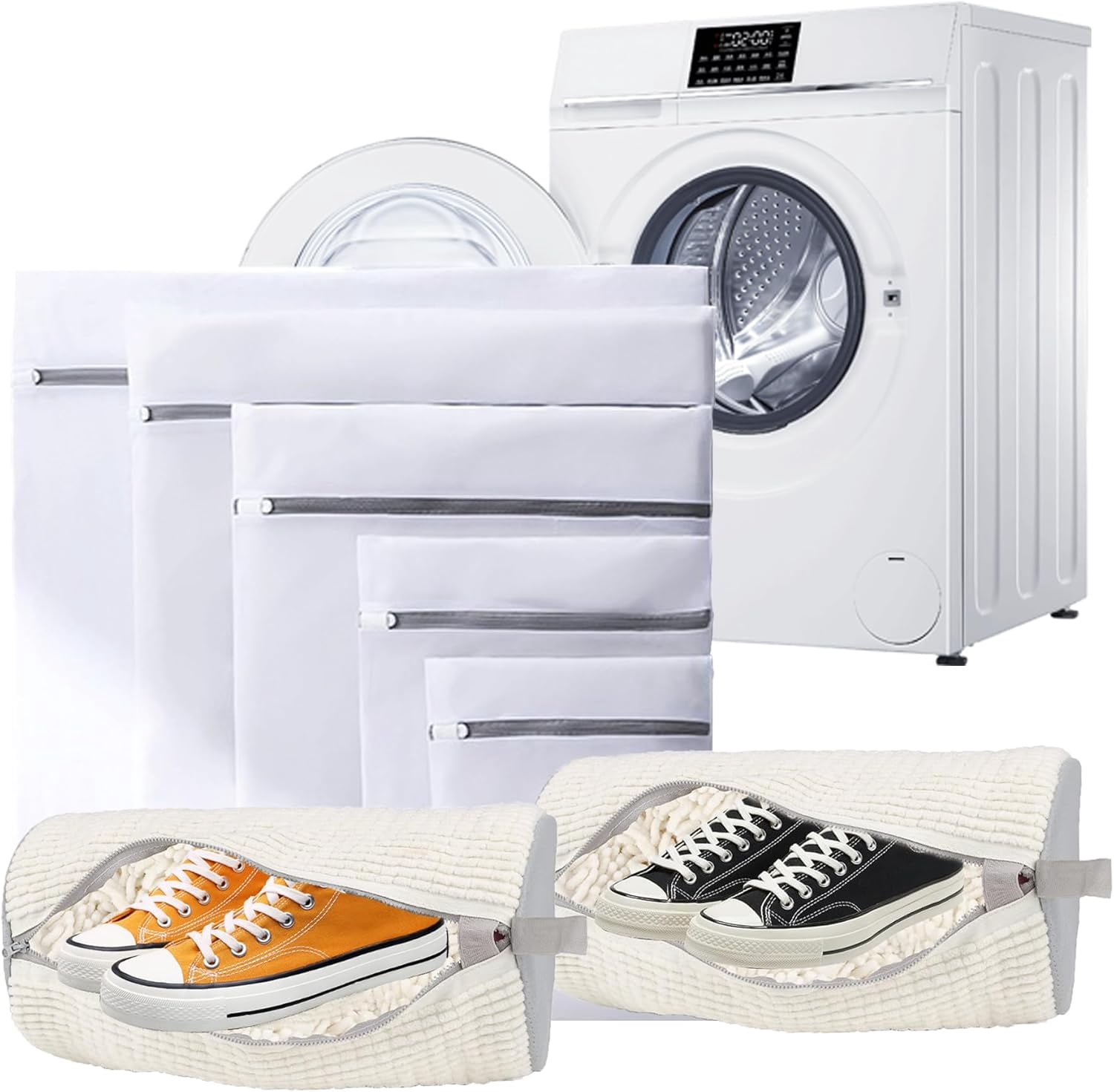 HYKE 7-piece Reusable Laundry Bag and Shoe Cleaning Bag, 2 Upgraded ...