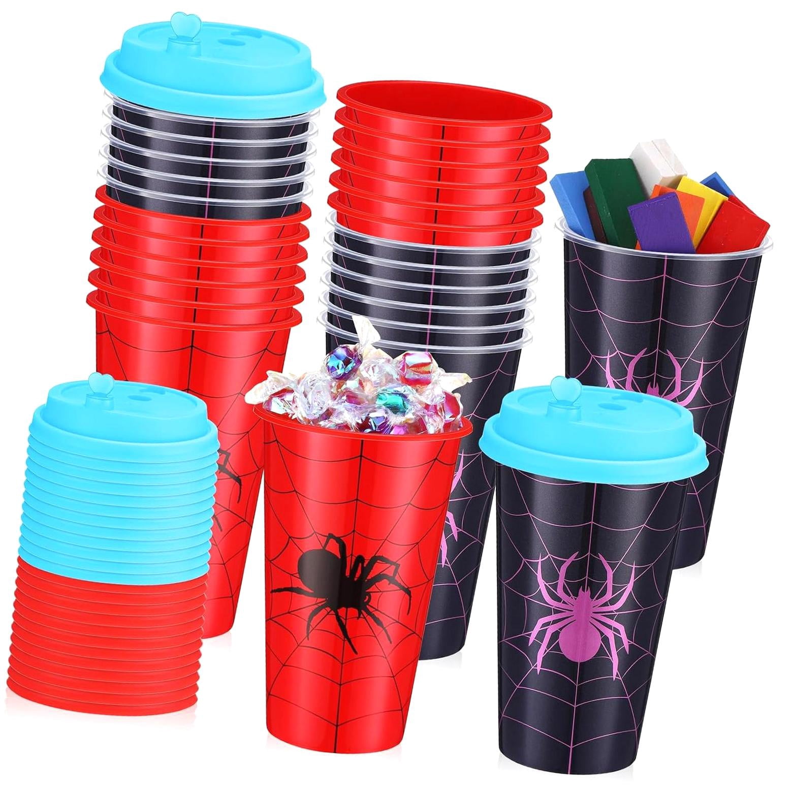 HYKE 72 Pcs Spider Cups Spider Party Supplies 16oz Plastic Web Themed ...
