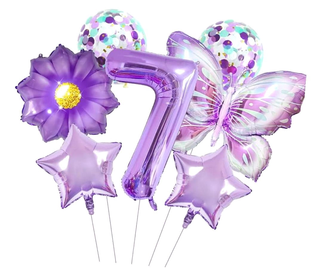 HYKE 7th Butterfly Birthday Balloon Decorations, Butterfly Themed 7th ...
