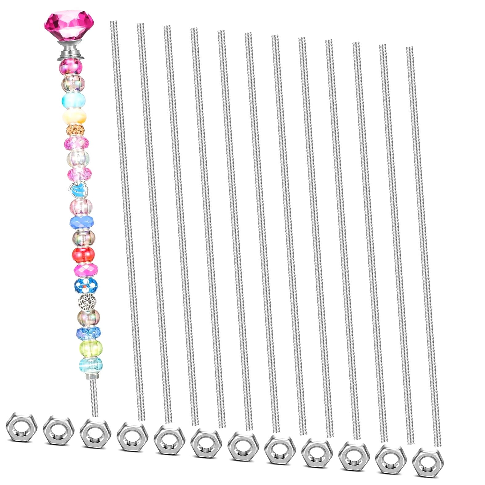 HYKE 8/32 Inch 4mm Threaded Rod with Hex Nuts 4mm Steel Threads Rods ...