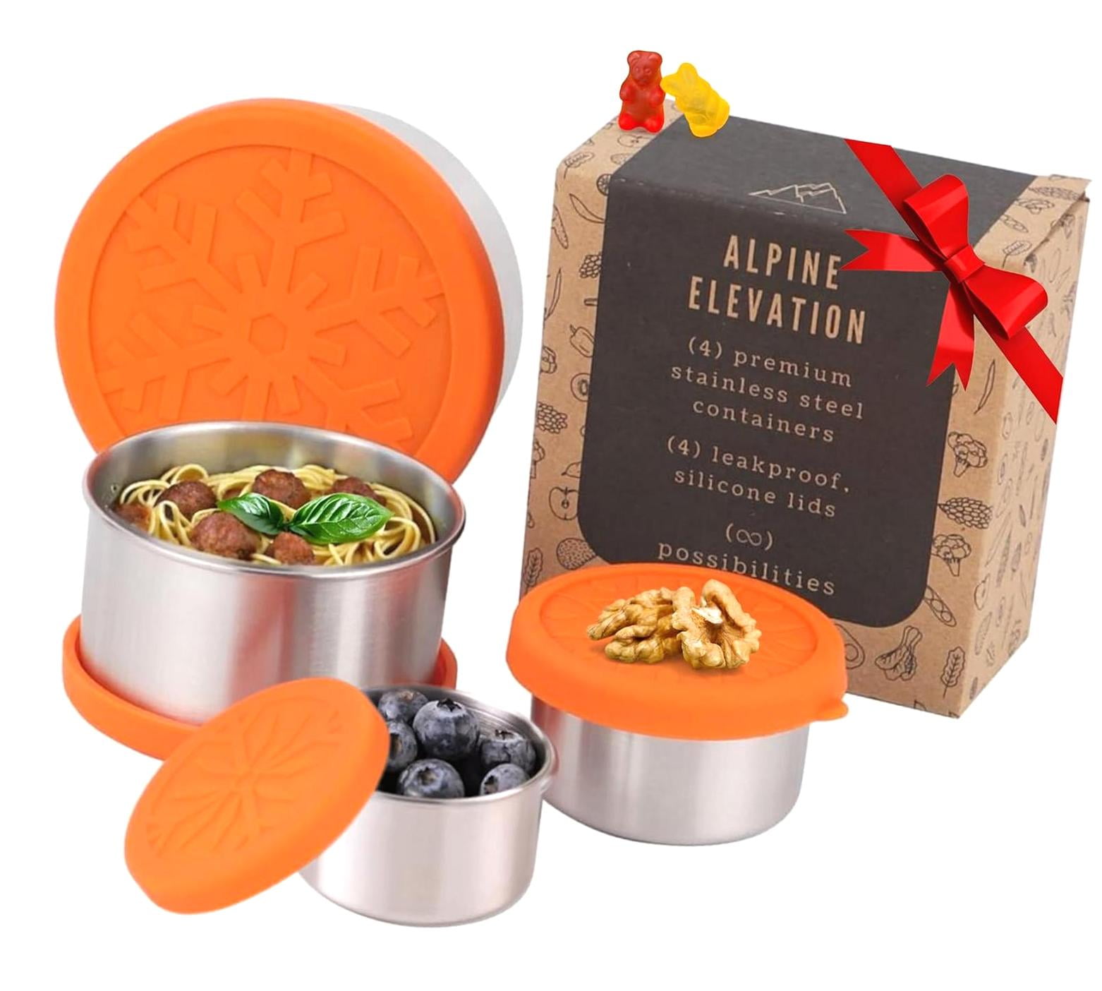 HYKE 8 Pcs - 4 Stainless Steel Containers + 4 Silicone Lids | Leakproof ...