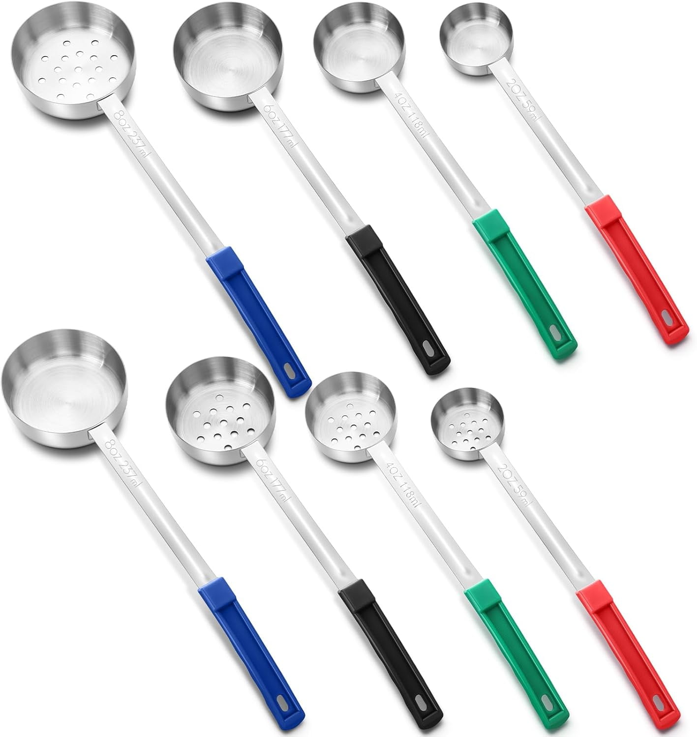 HYKE 8 Pcs Portion Control Serving Spoons Portion Scoops Cups Solid and ...