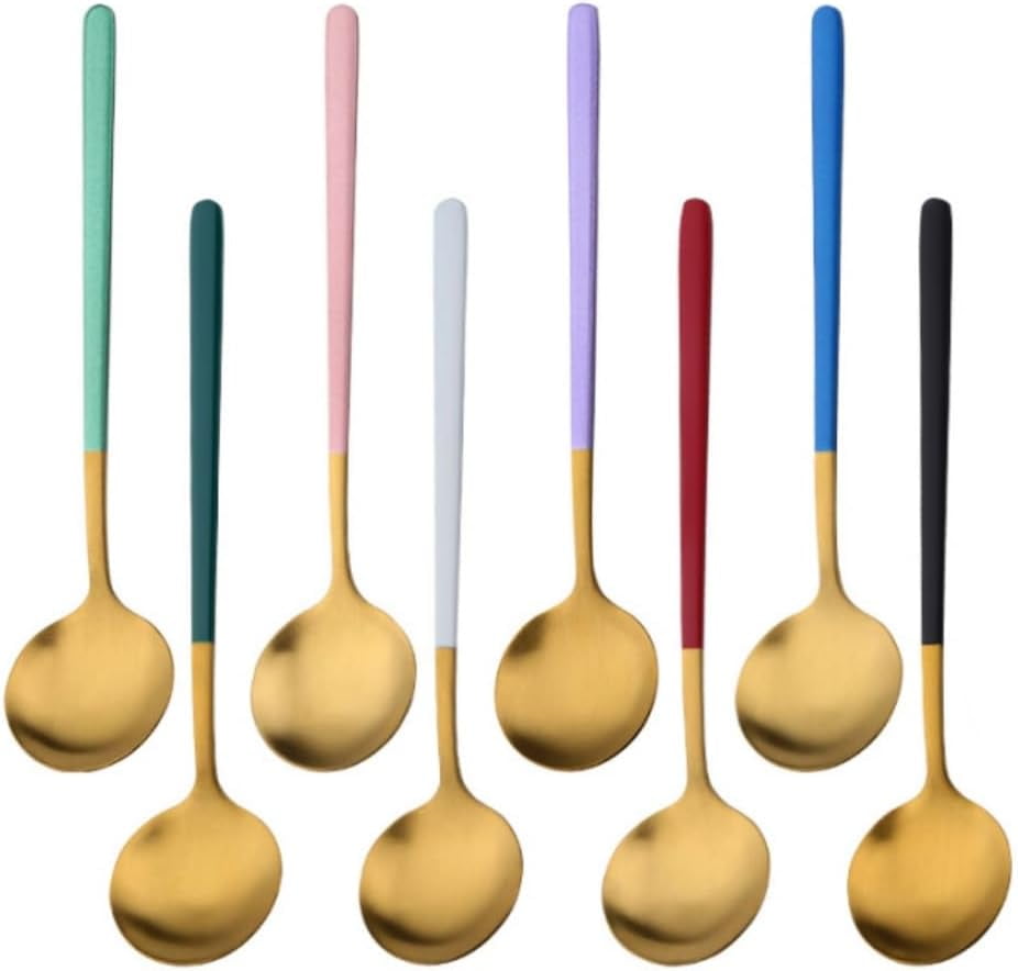 HYKE 8 Piece Stainless Steel Espresso Coffee Spoons Mini Teaspoons Set ...