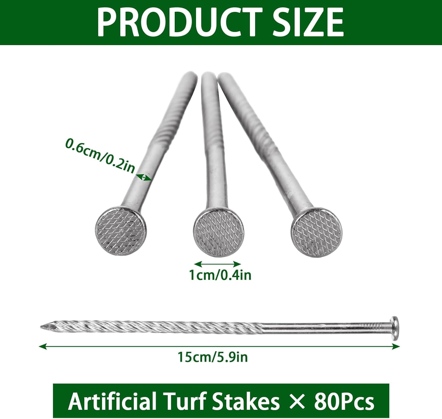 HYKE 80 Pcs 6" Artificial Turf Stakes Nails, Solid Galvanized Steel ...