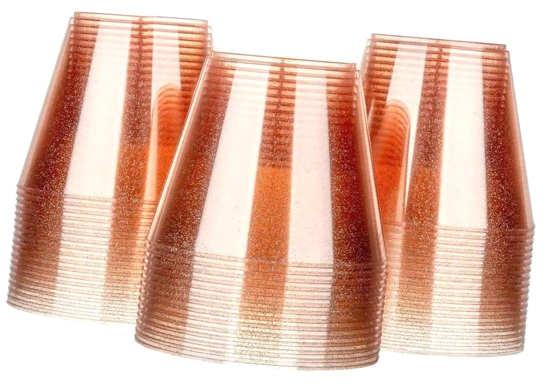 HYKE 9 Oz Sparkle Plastic Cups - 100 Pieces, Drinkware for Wedding ...