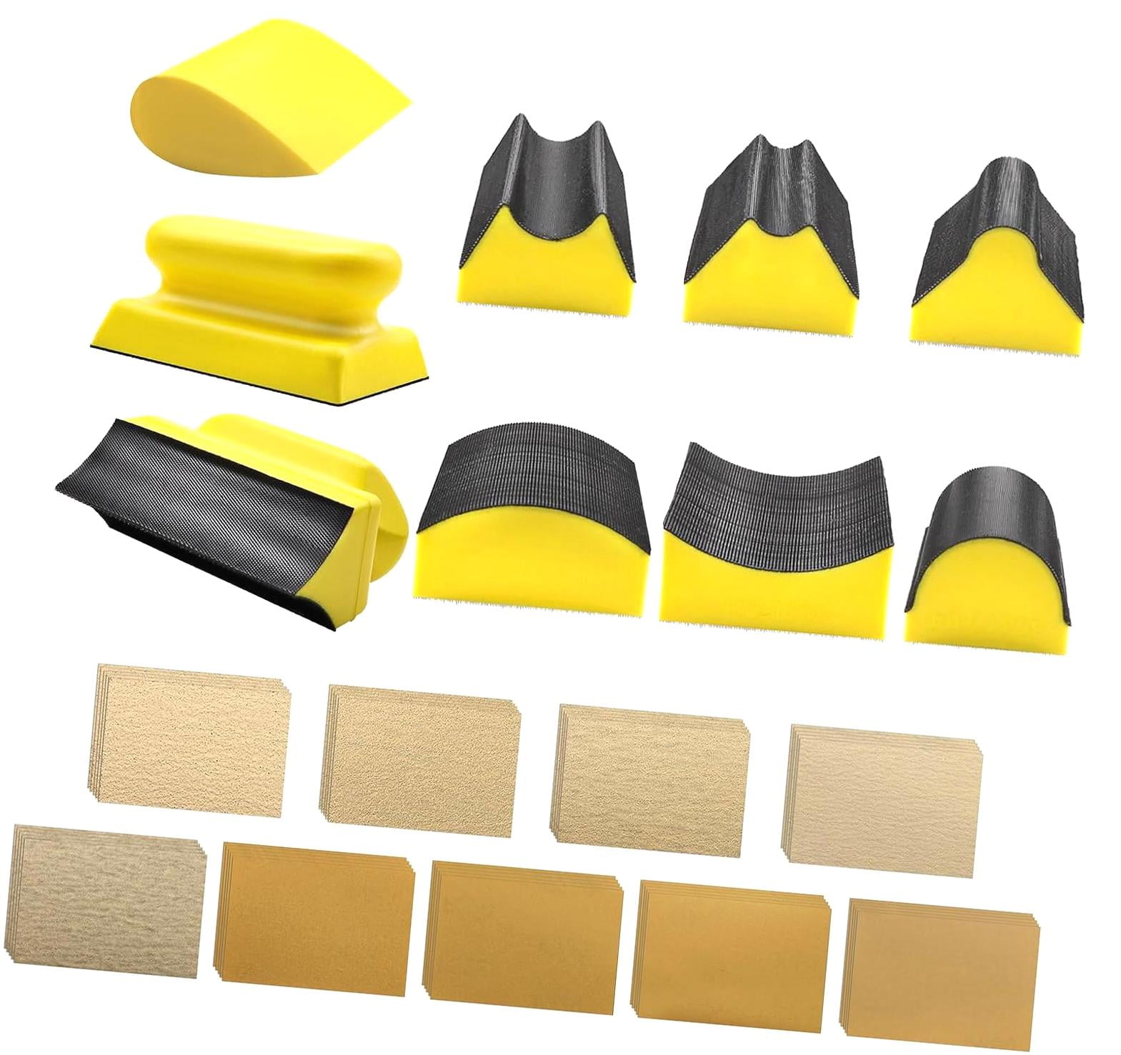 HYKE 9 PCS Contoured Profile Hand Sanding Block, 4 Inch Hand Sander ...