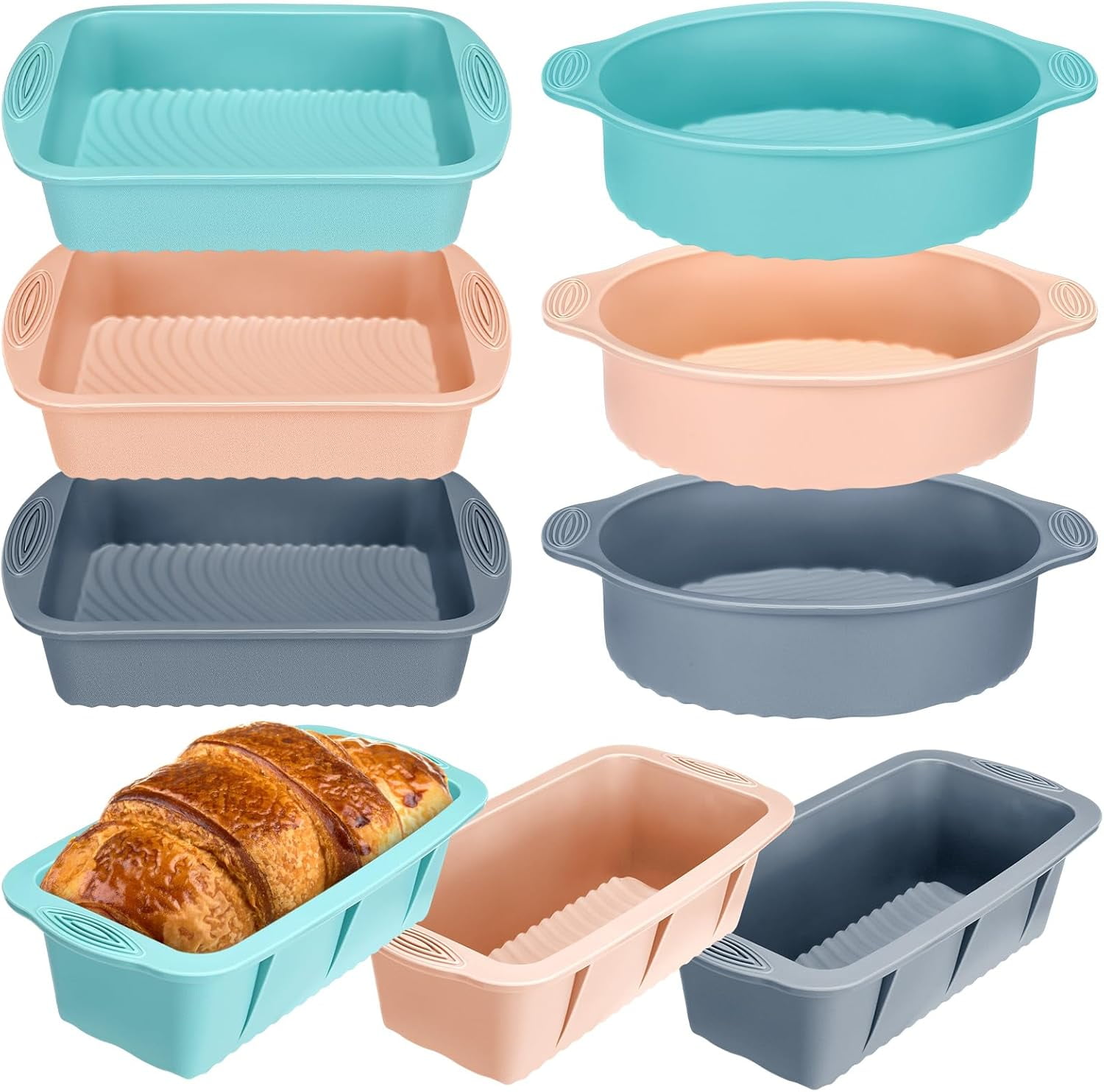 HYKE 9 Pack Silicone Ba tray Set Includes Silicone Round Cake Pan ...