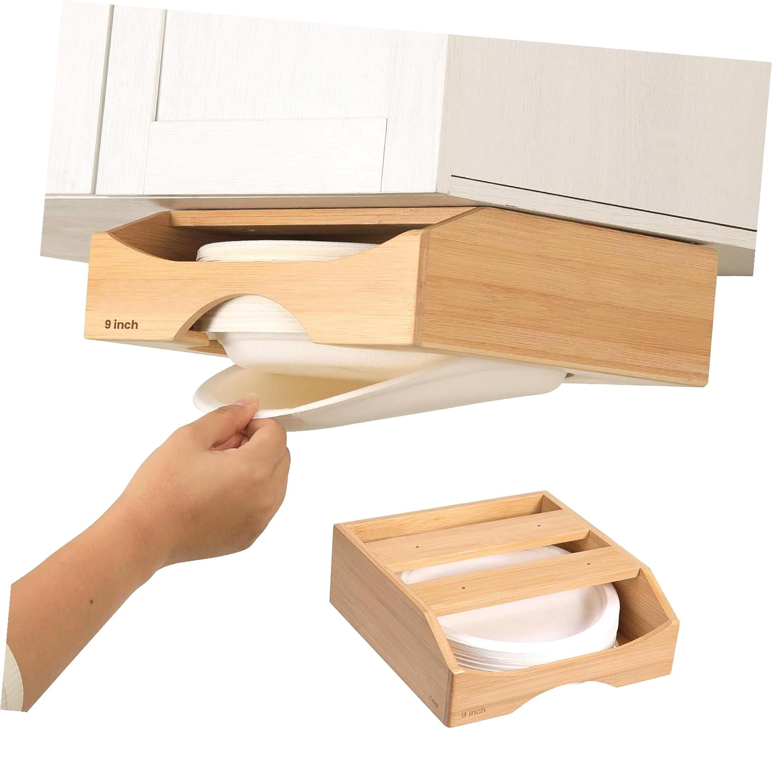 HYKE 9-inch Paper Plate Dispenser Under Cabinet, Paper Plate Holders ...