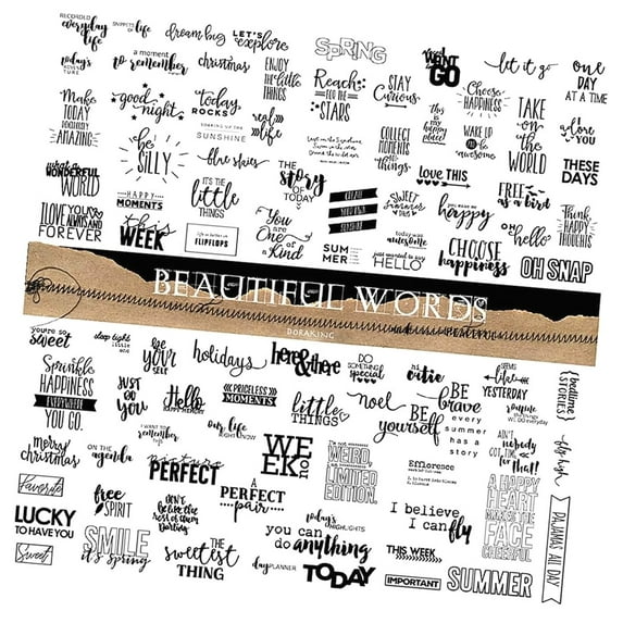 HYKE 90-Piece Nice Words and Sentences Sweet Happiness Stickers for Decoration Laptop Scrapbook ...