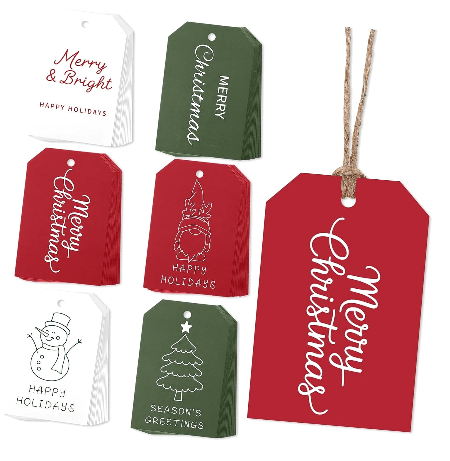 HYKE 96 PCS 6 Styles Christmas Tags, 2" 3" Labels Name Tag Stickers ...