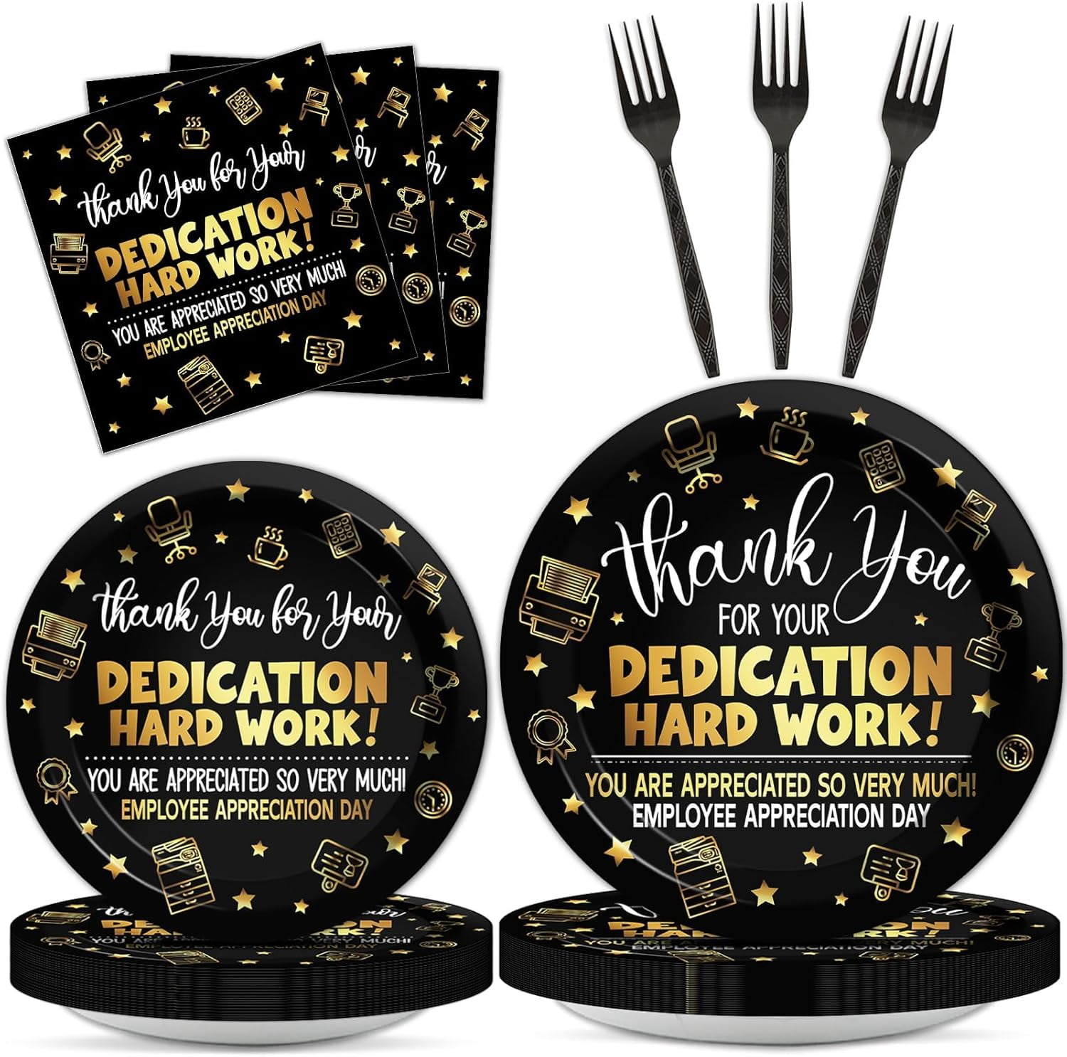 HYKE 96 Pcs Appreciation Party Plates and Napkins for Employee ...