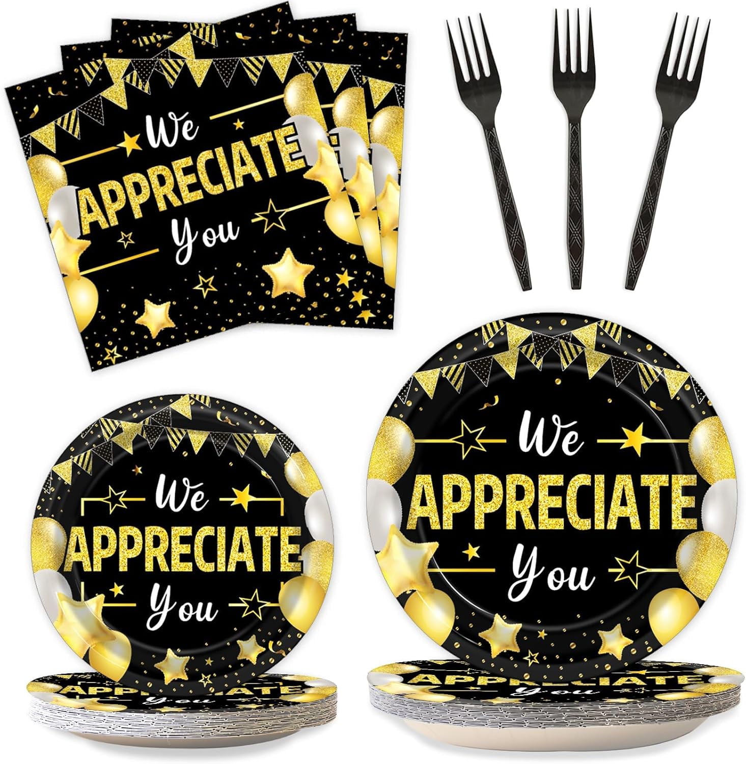 HYKE 96Pcs We Appreciate You Party Plates and Napkins for Employee ...