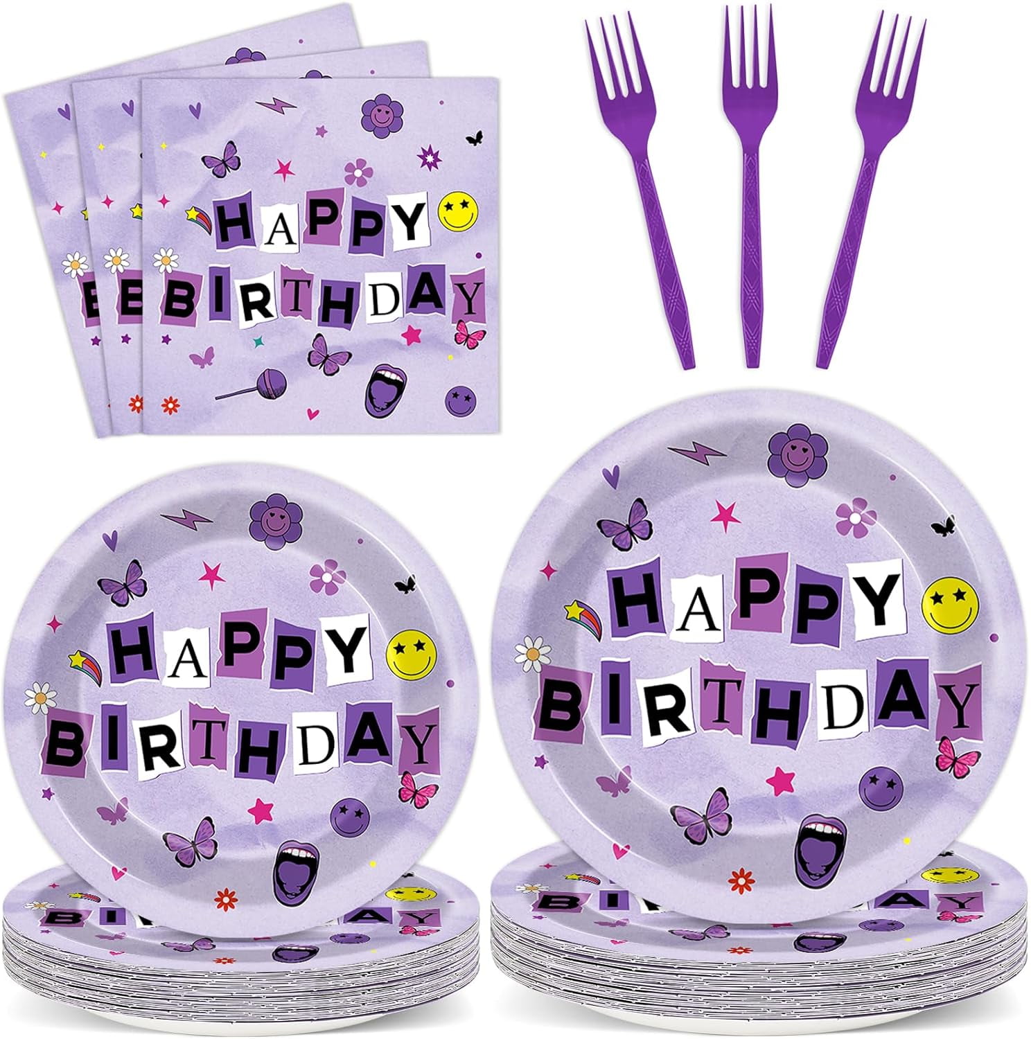 HYKE 96Pcs Music Party Plates and Napkins for Girl Sing Party Supplies ...