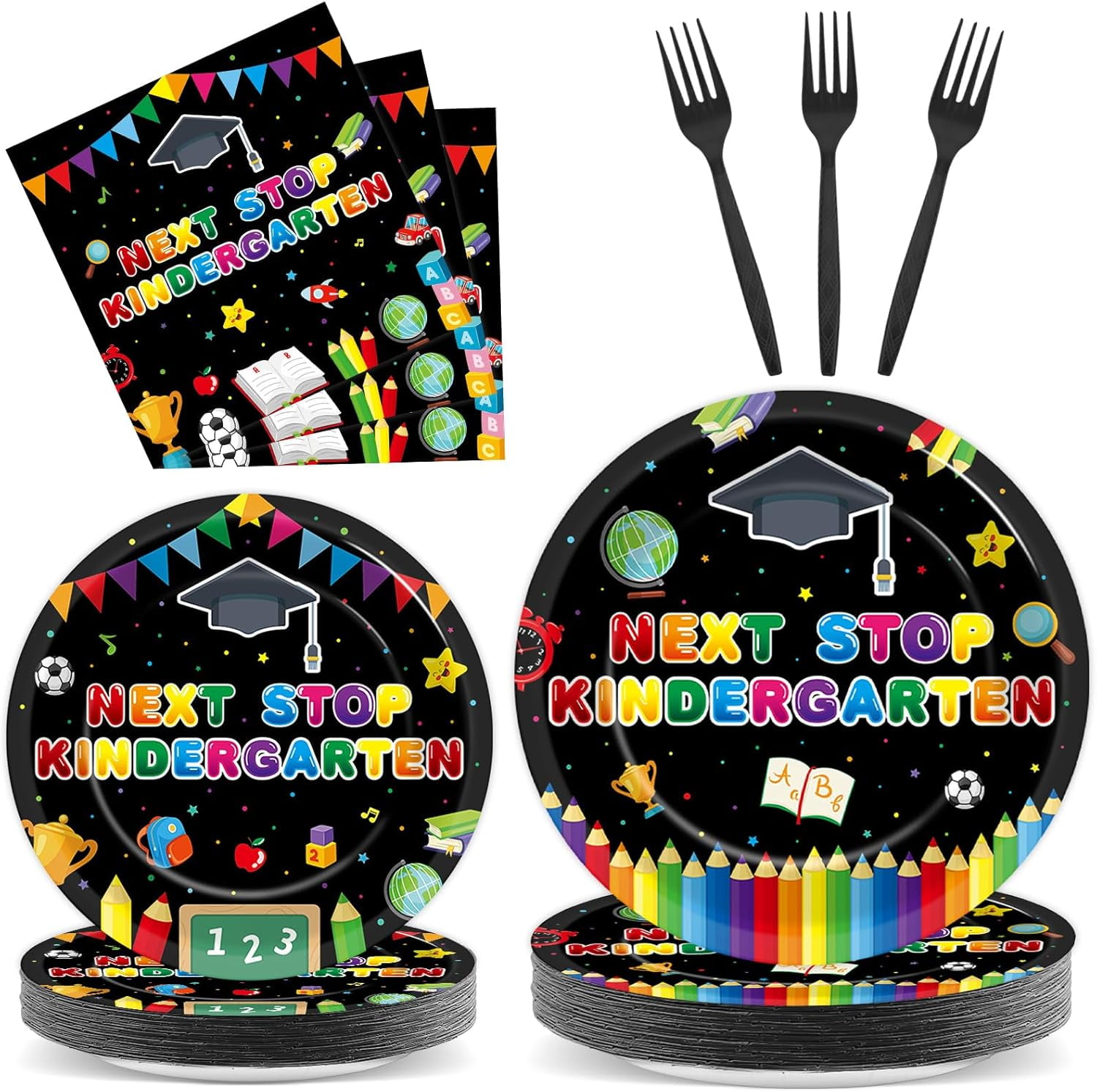 HYKE 96Pcs Next Stop Kindergarten Party Plates and Napkins for ...