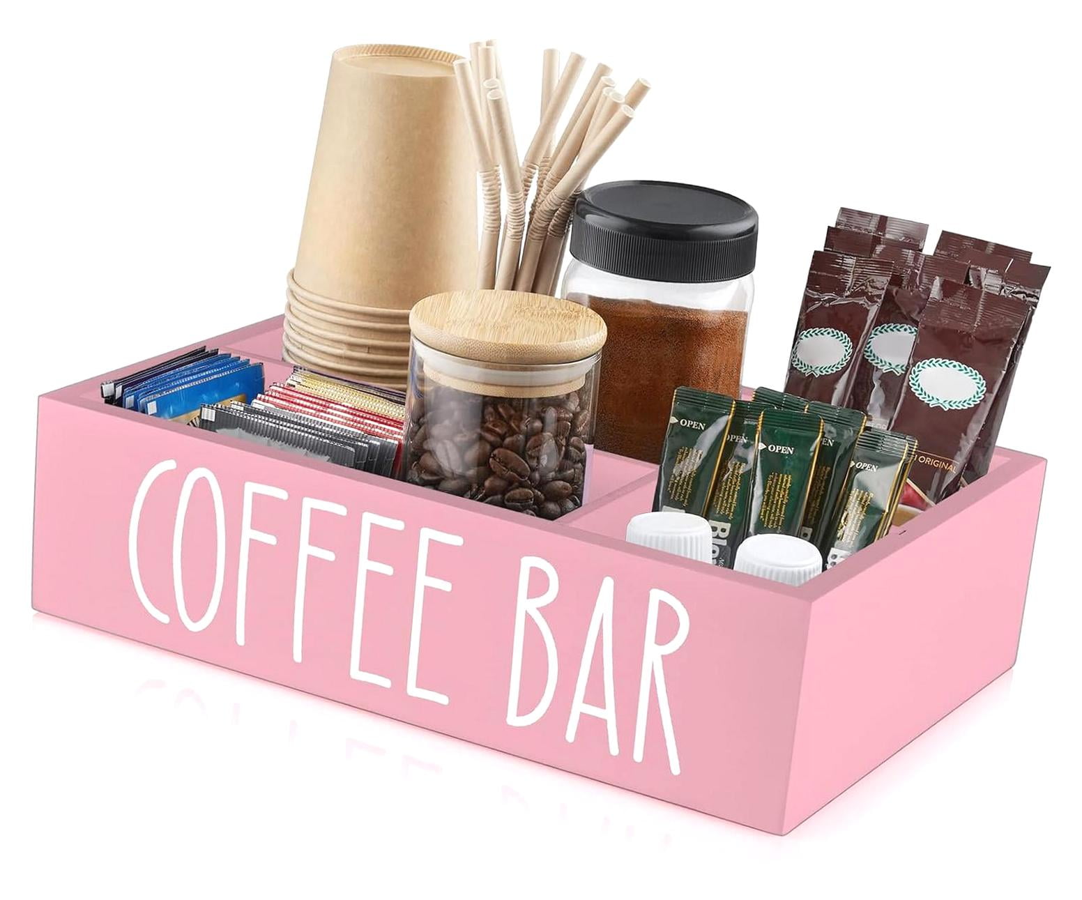HYKE ALEION Coffee Station Organizer - Wood Countertop Organizer with ...