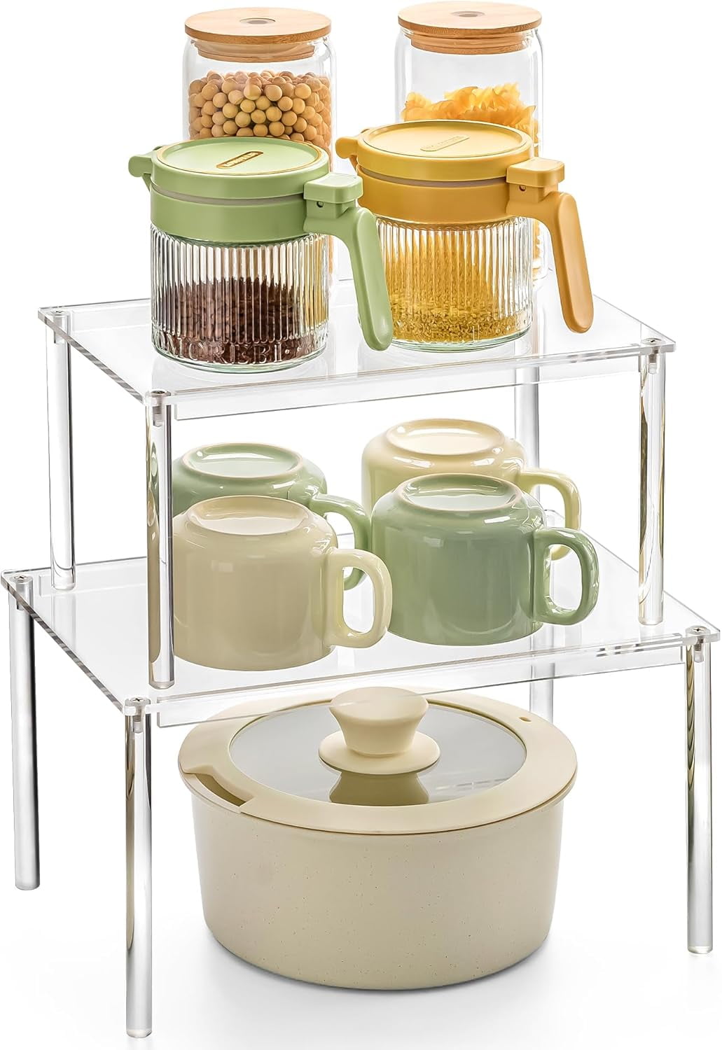 HYKE Acrylic Cabinet Organizer, Set of 2 Shelf Organizer, Spice Rack ...