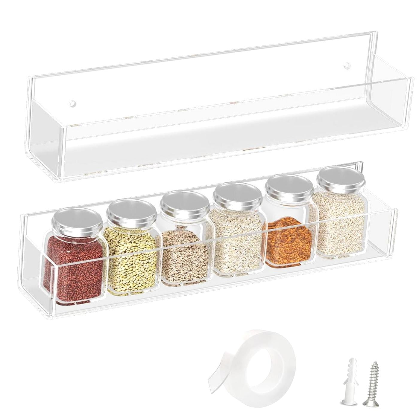 HYKE Adhesive Acrylic Spice Rack Wall Mounted Rack Organizer Acrylic ...