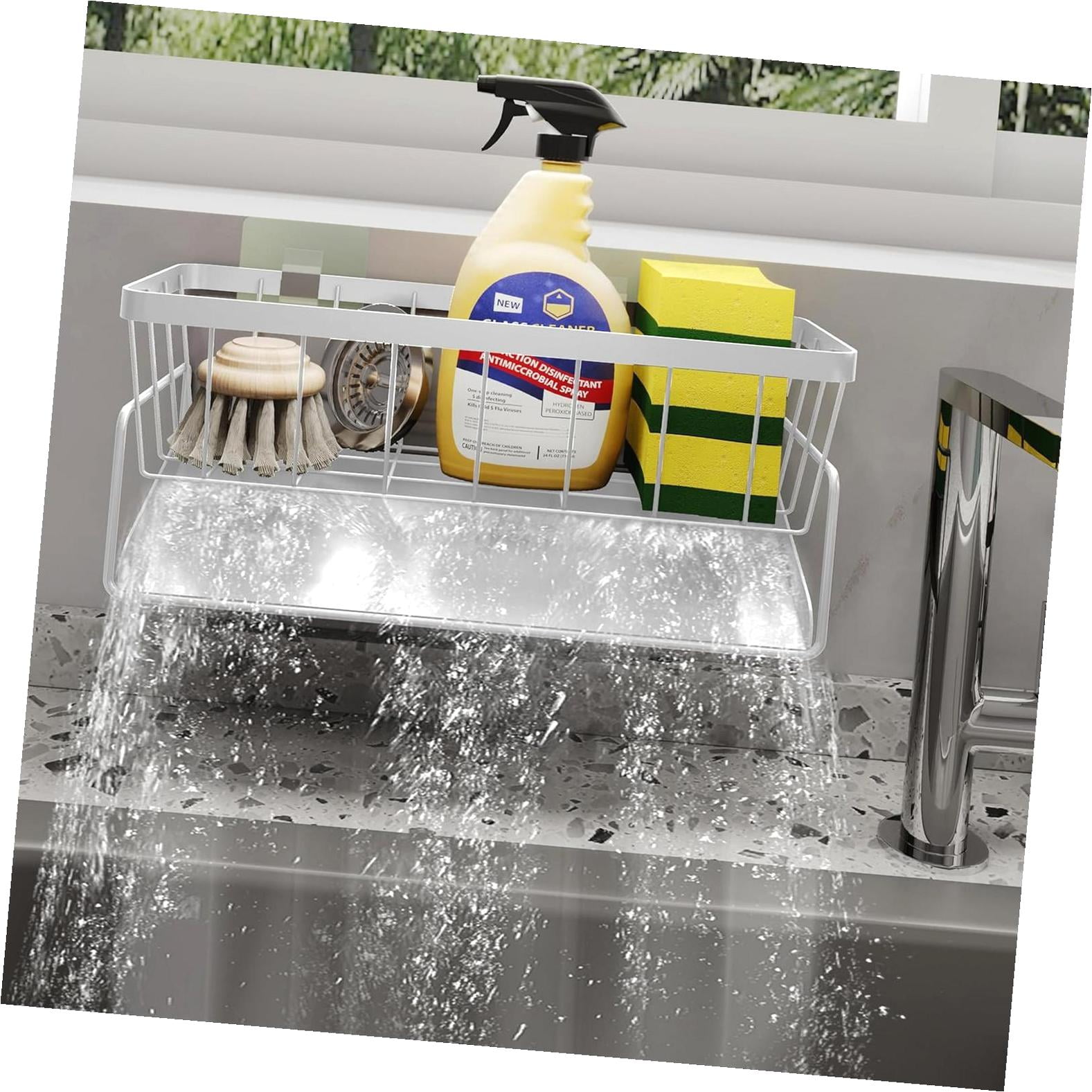 HYKE Adhesive Hanging Sponge Holder,Kitchen Sink Caddy Organizer ...