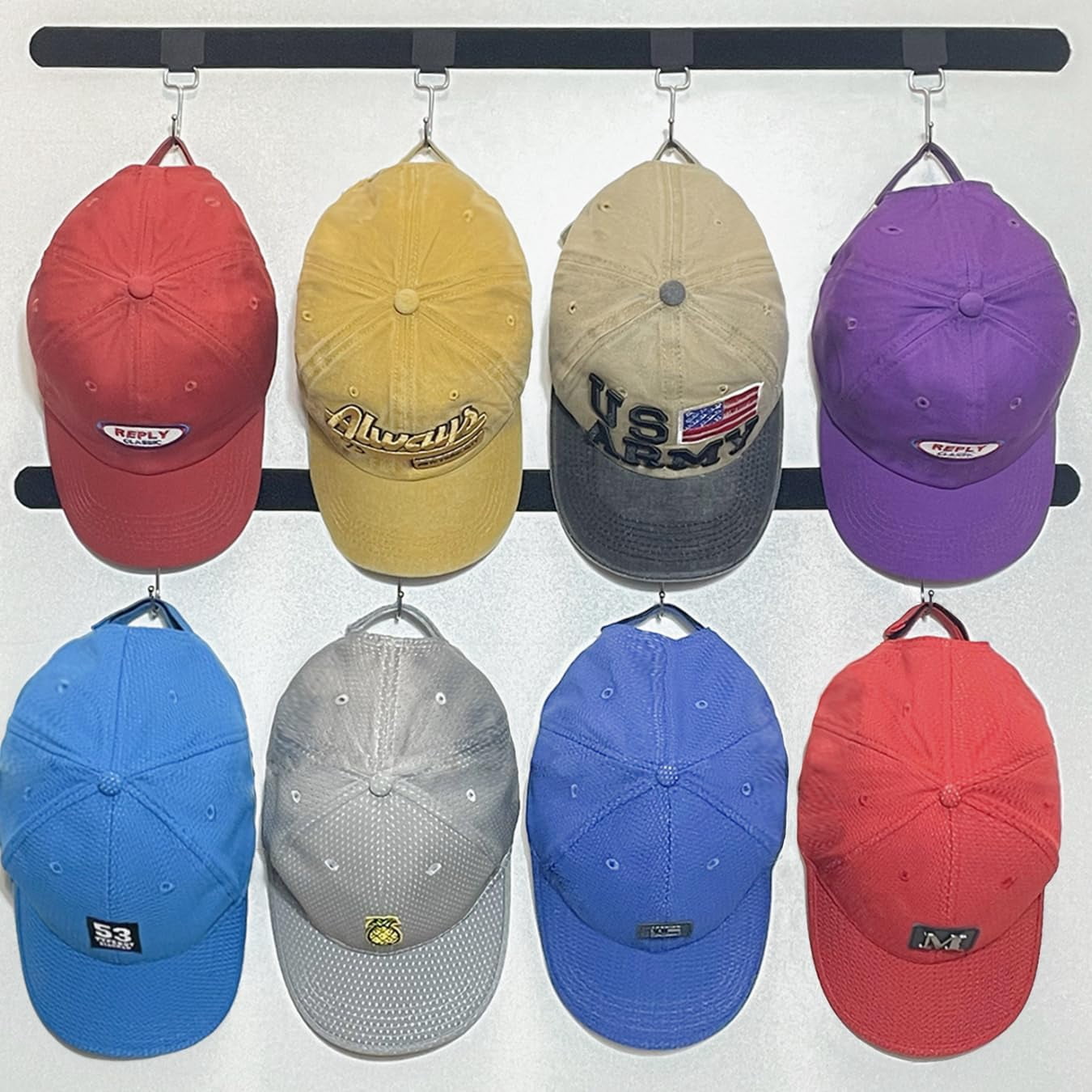 HYKE Adhesive Hat Organizer Rack for Baseball Caps [Up to 24 Caps] Hat ...