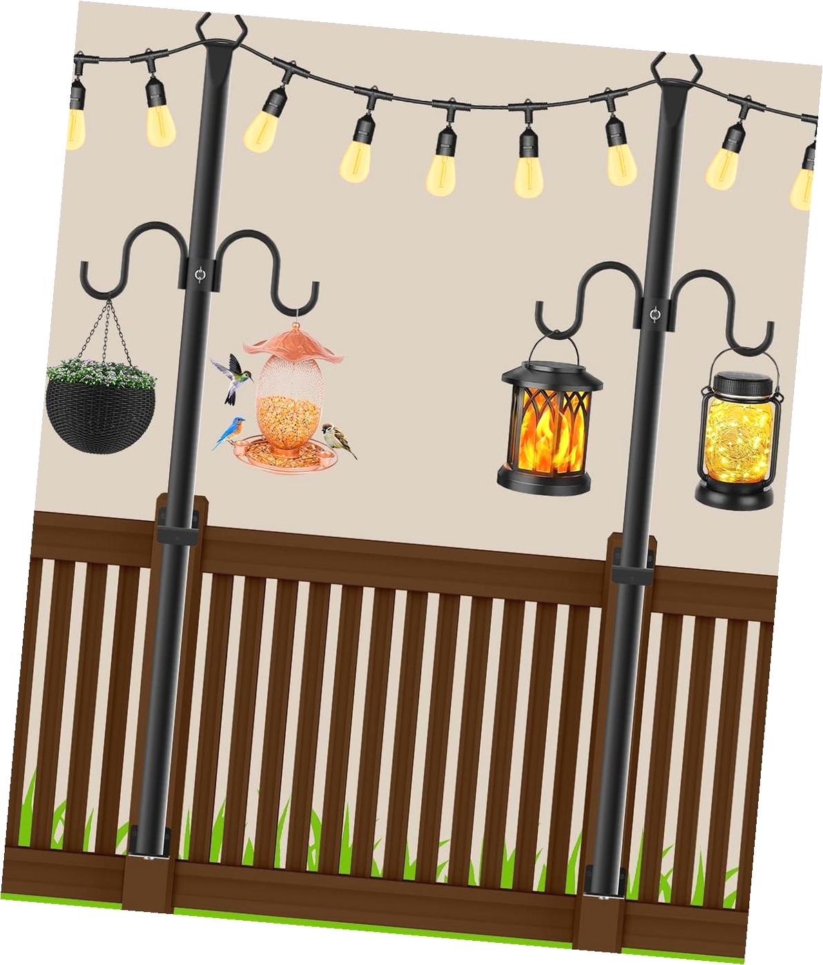 HYKE Adjustable Shepherd's Hook, Dual-Sided Bird Feeder Pole, Ideal for ...