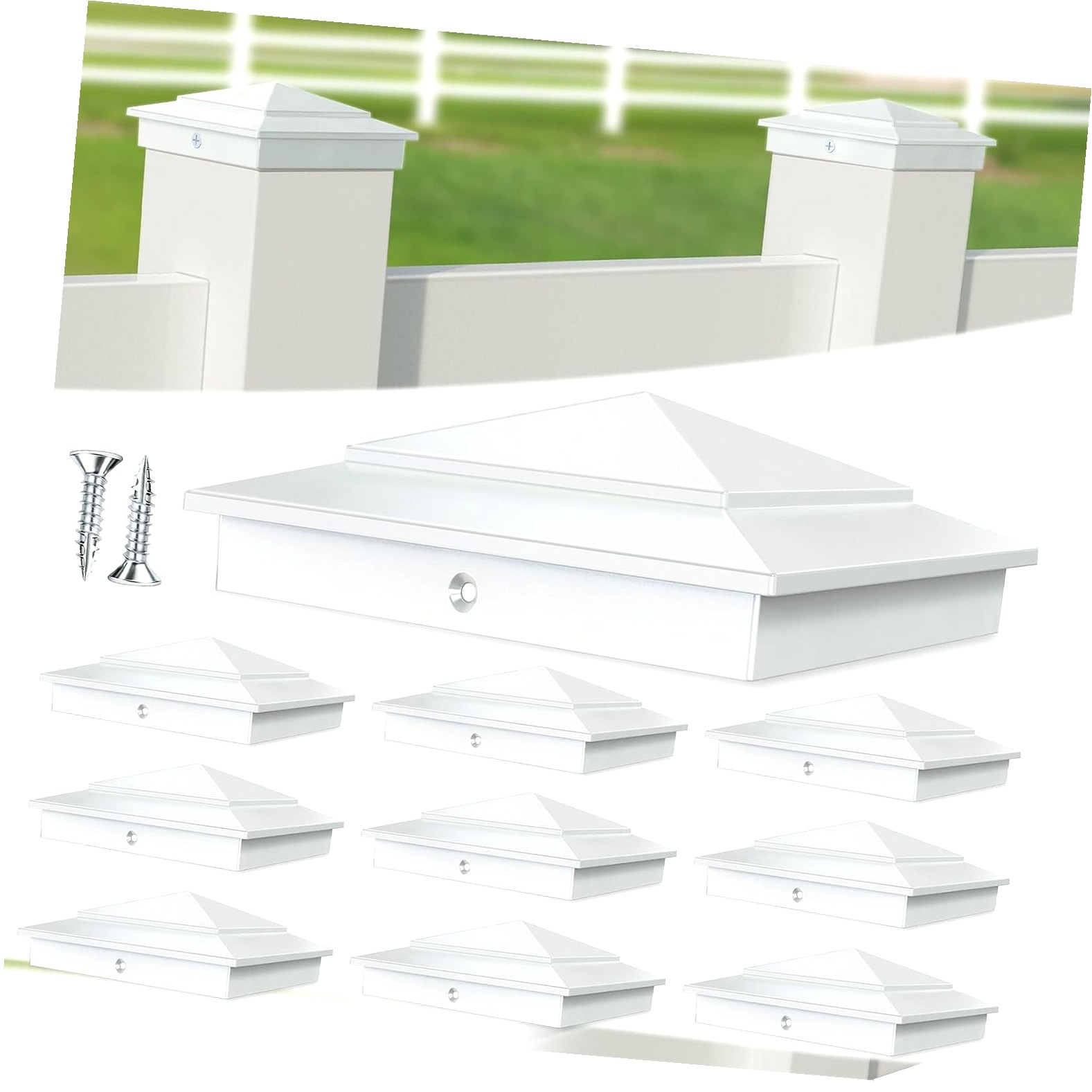 HYKE Aluminum 4x4 Post Caps for Deck Railing(Actual 3.5" 3.5"), Fence ...