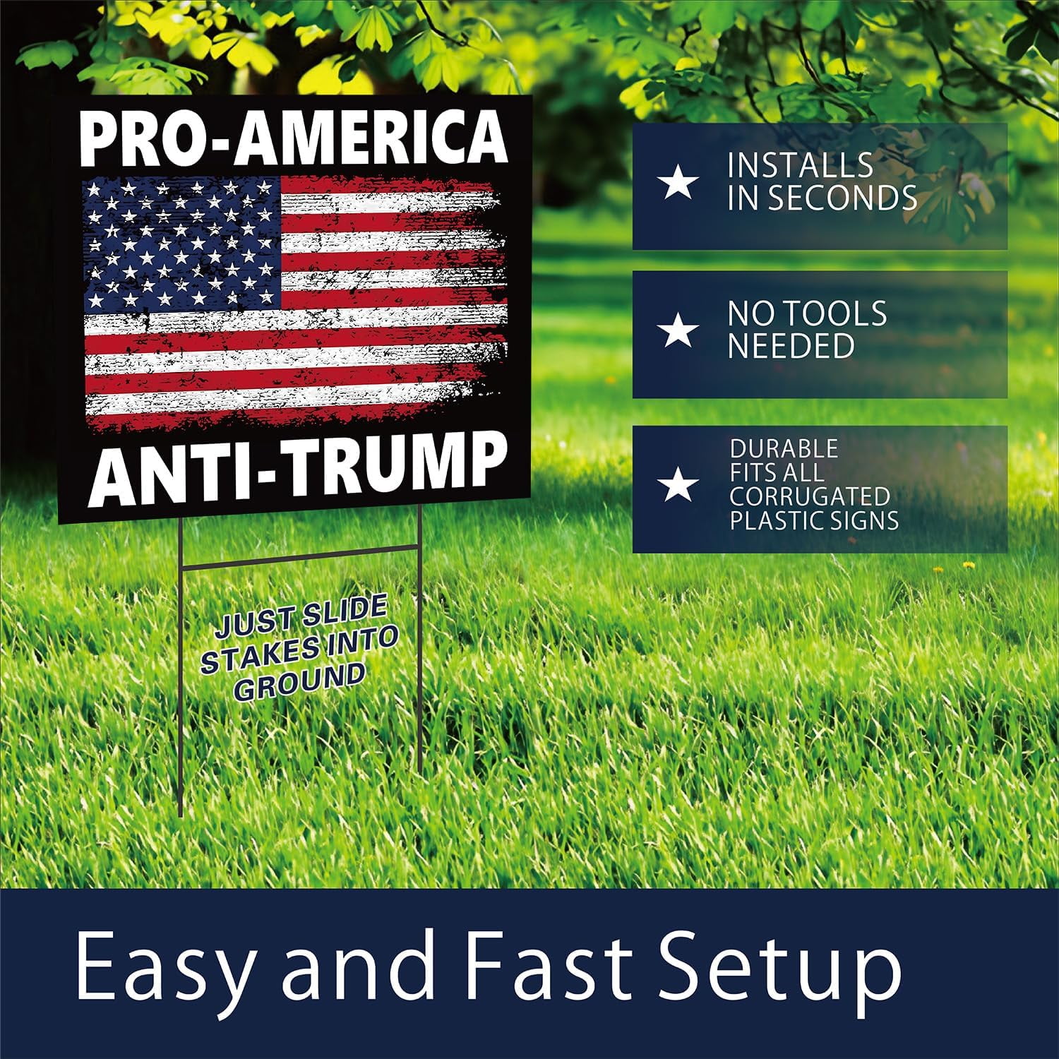 HYKE America Yard Sign Double Sided Corrugated Plastic Lawn Garden Sign ...