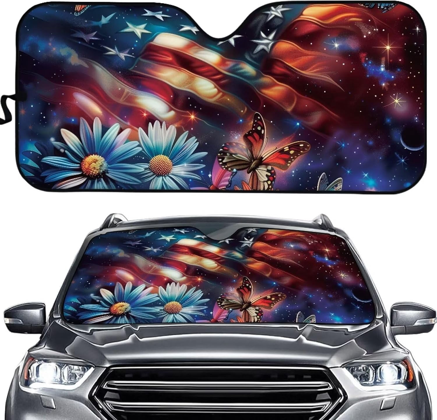 HYKE American Flag Car Window Shades for Front Window Windshield Sun ...