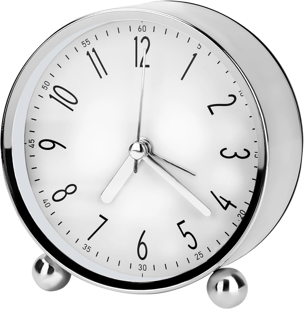 HYKE Analog Alarm Clock, 4 inch Silent Non Tic Small Round Clock with ...