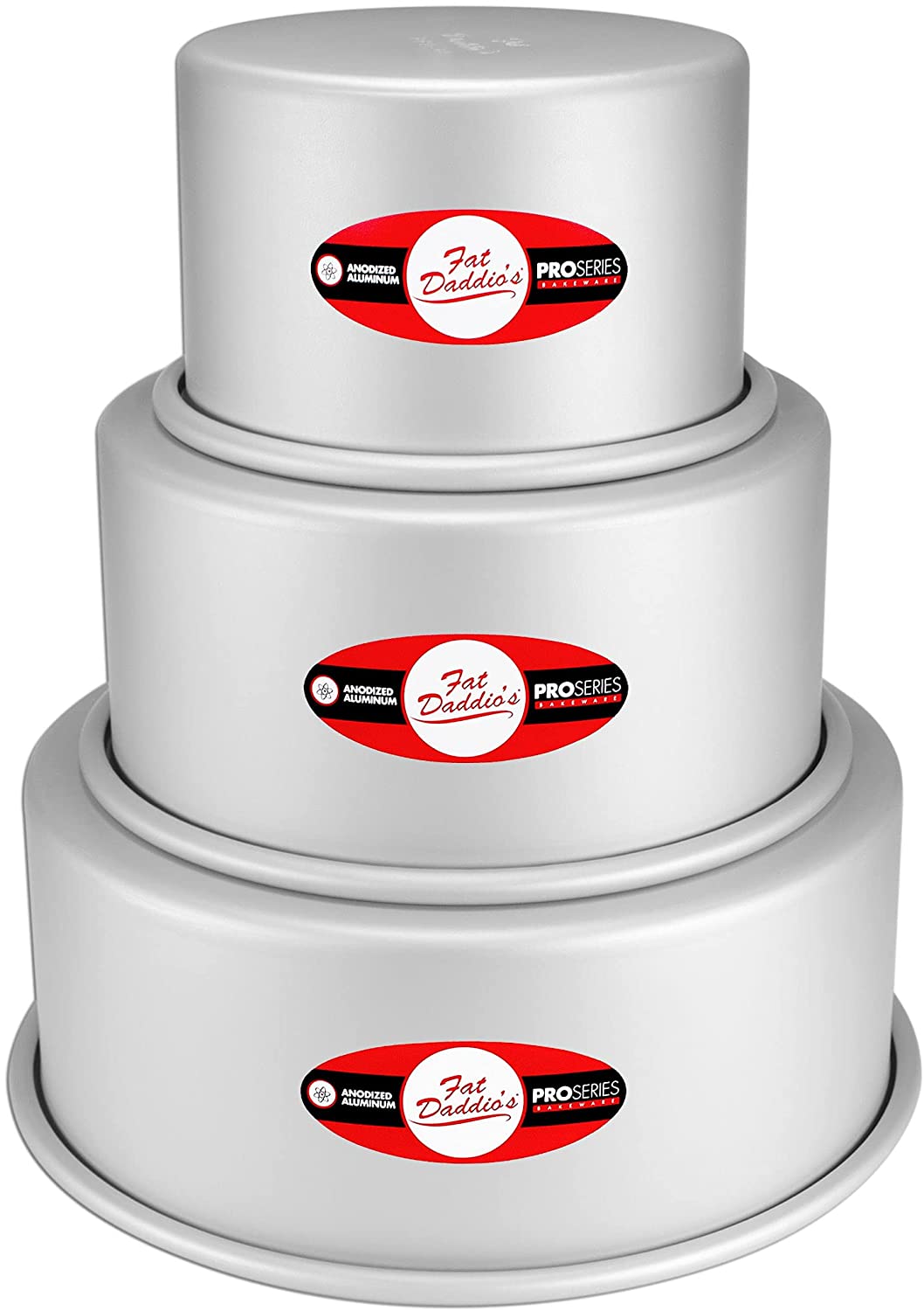 HYKE Anodized Aluminum 3-Tiered n Round Cake Pan Set, 4 Inch Depth ...