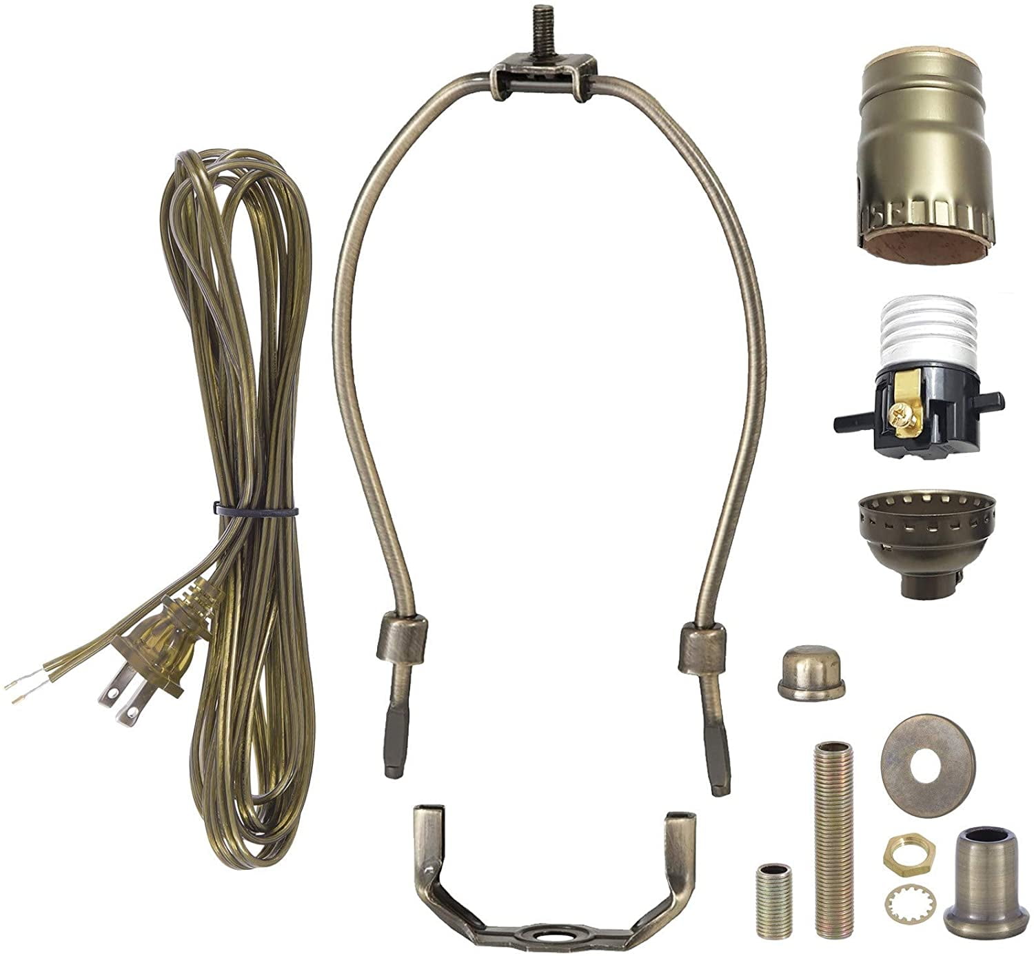 HYKE Antue Brass nish Table Lamp Wiring Kit with a 10 Inch Harp and ...