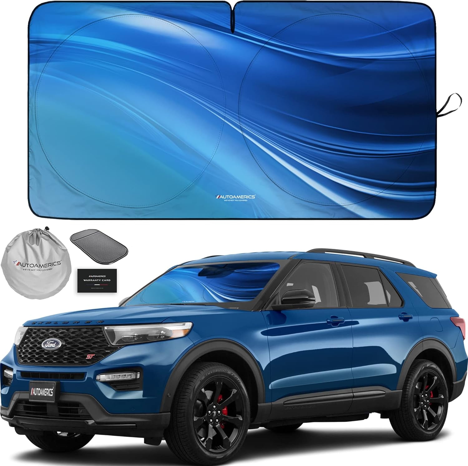 HYKE Aumerics 1-Piece Windshield Sun Shade - Ocean Wave Foldable Car ...