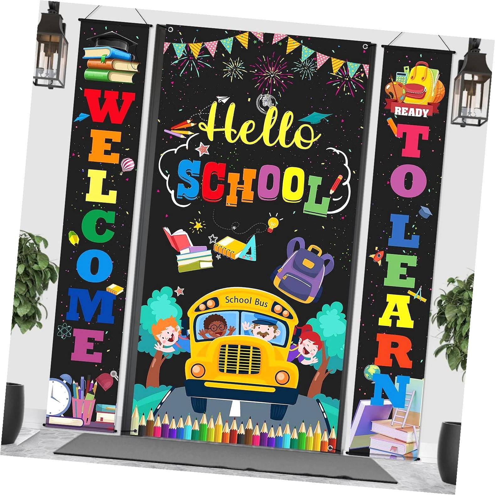 HYKE Back to School Door Decor Set, Welcome Back to School Porch Banner ...