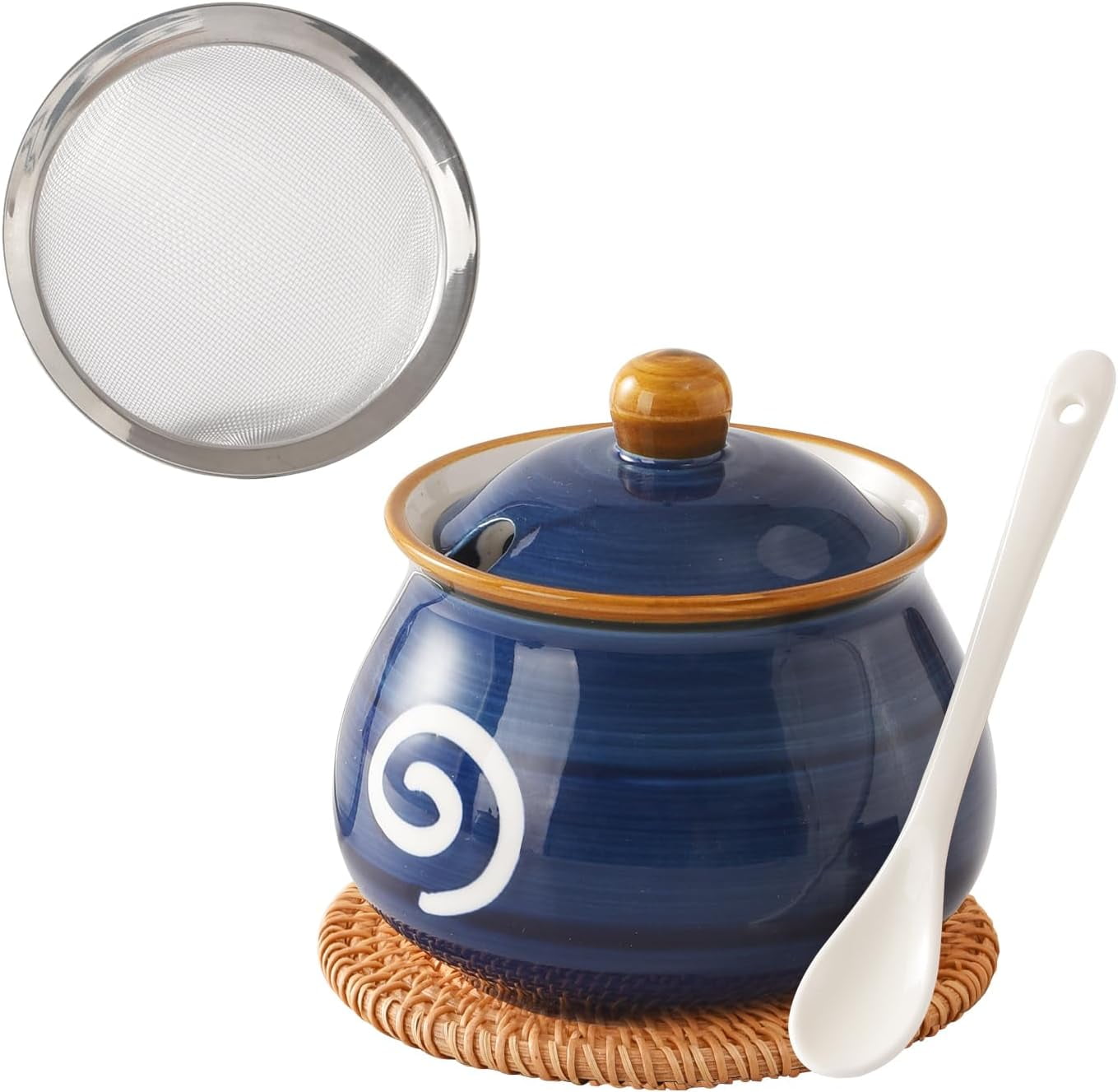 HYKE Bacon Grease Container with Strainer, Ceramic Bacon Grease Saver ...