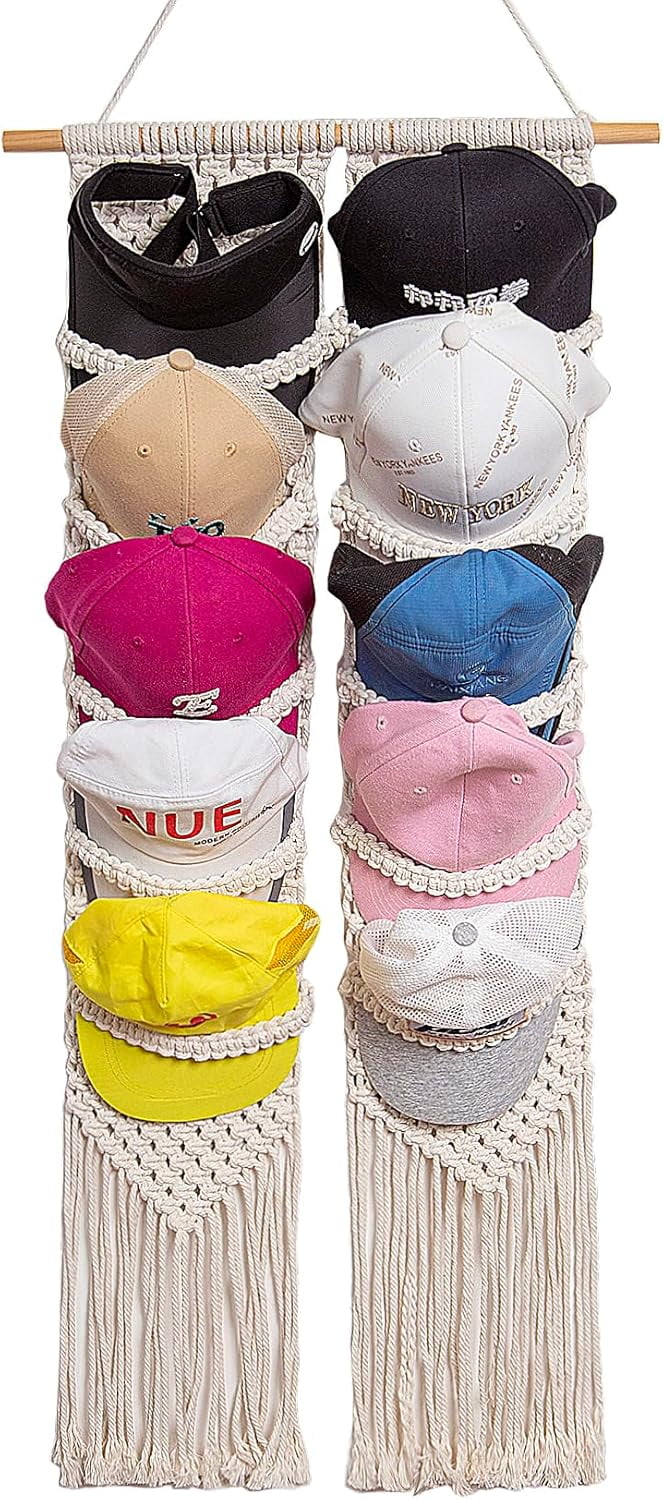 HYKE Ball Cap Organizer Hat Rack for Baseball Caps, Macrame Hat Hanger ...