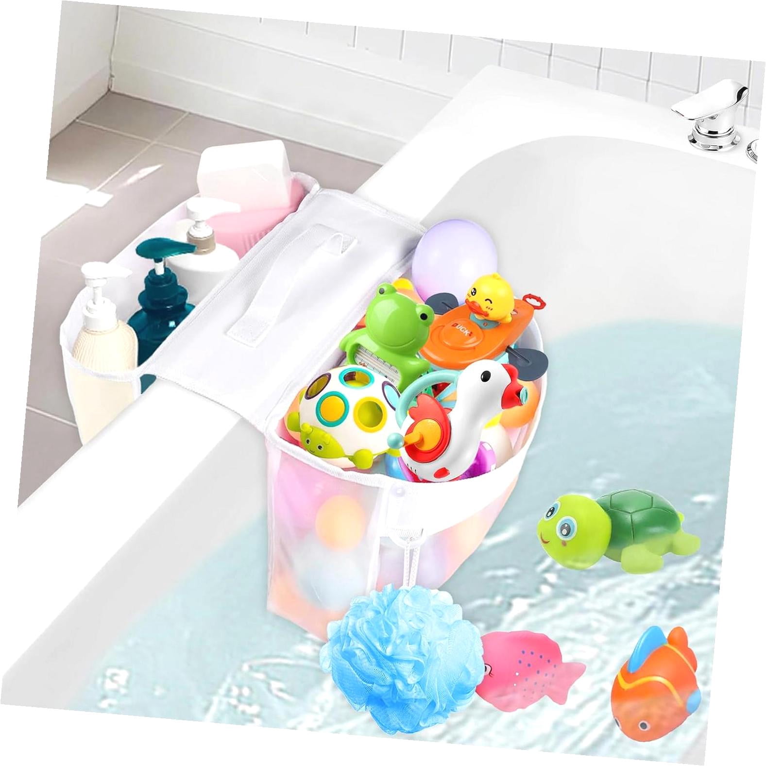 HYKE Bath Toy Organizer, Dual Compartment Mesh Storage for Bathtub ...
