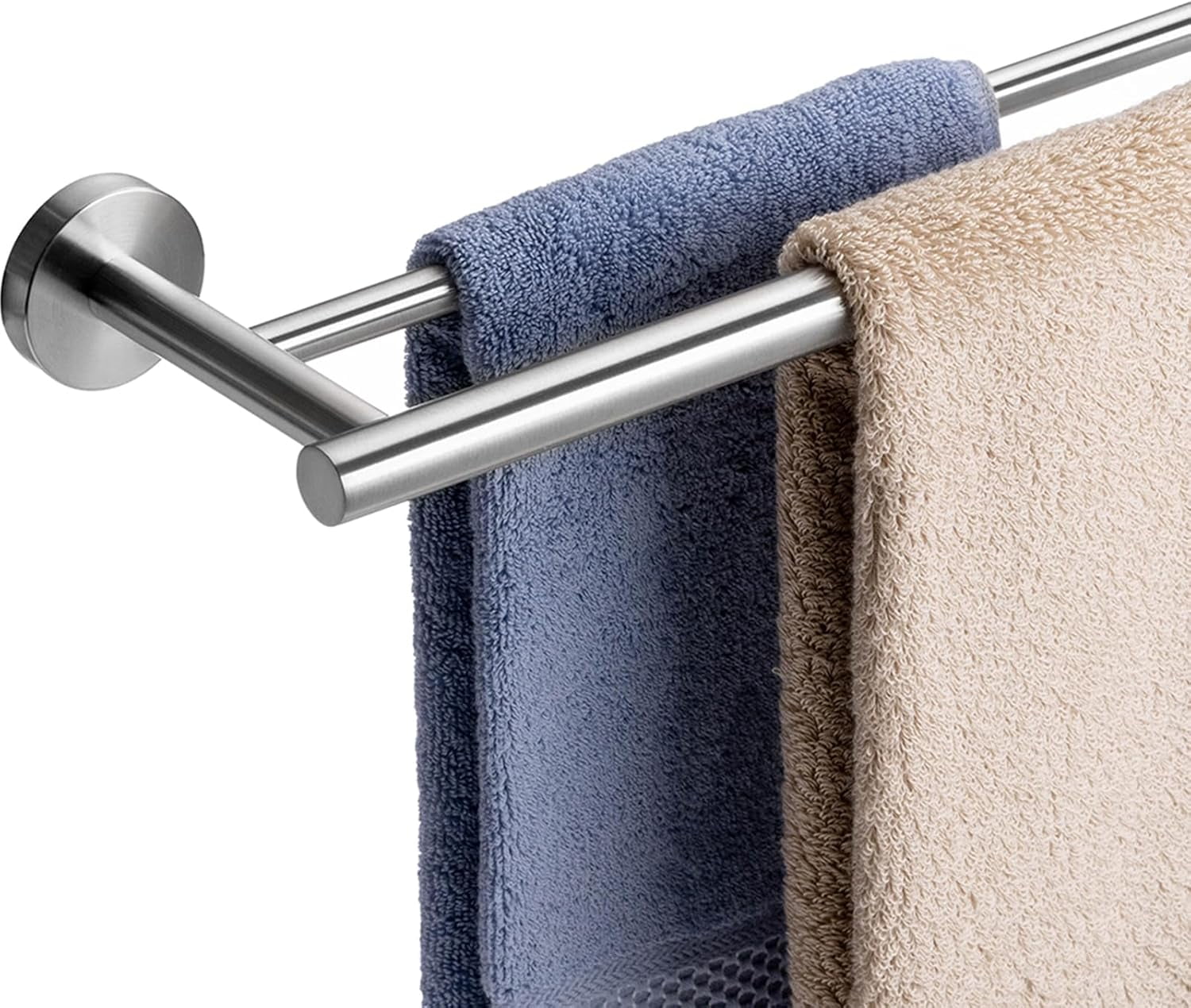 HYKE Bathroom Double Towel Bar 16 Inch Brushed Nickel Towel Rack Wall ...