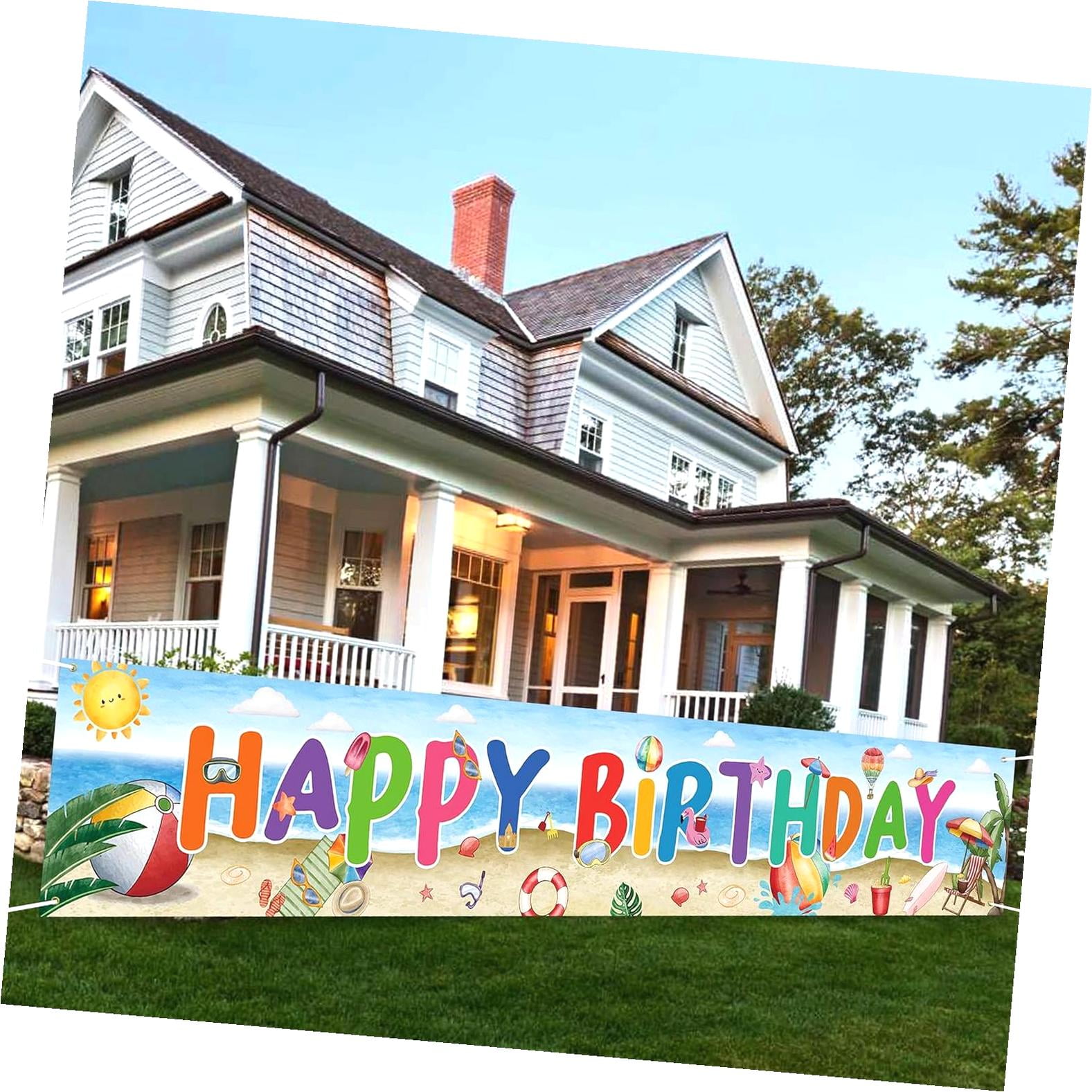 HYKE Beach Ball Birthday Banner, Large Summer Pool Party Decoration ...