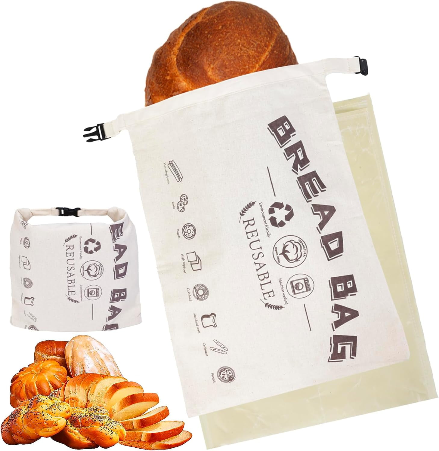 HYKE Beeswax Bread Bags for Sourdough - 2 Pack Cn Eco-Friendly Bread Storage for Homemade Loaves ...