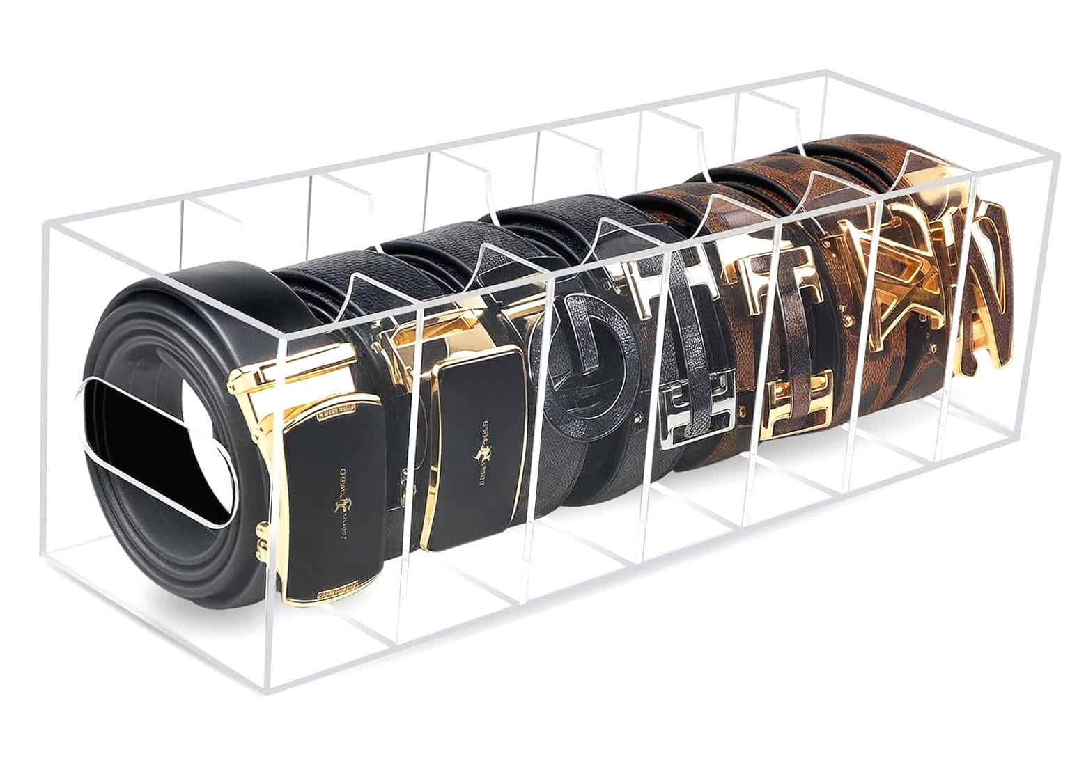 HYKE Belt Organizer With Dust cover, Acrylic 7 Compartments Belt ...