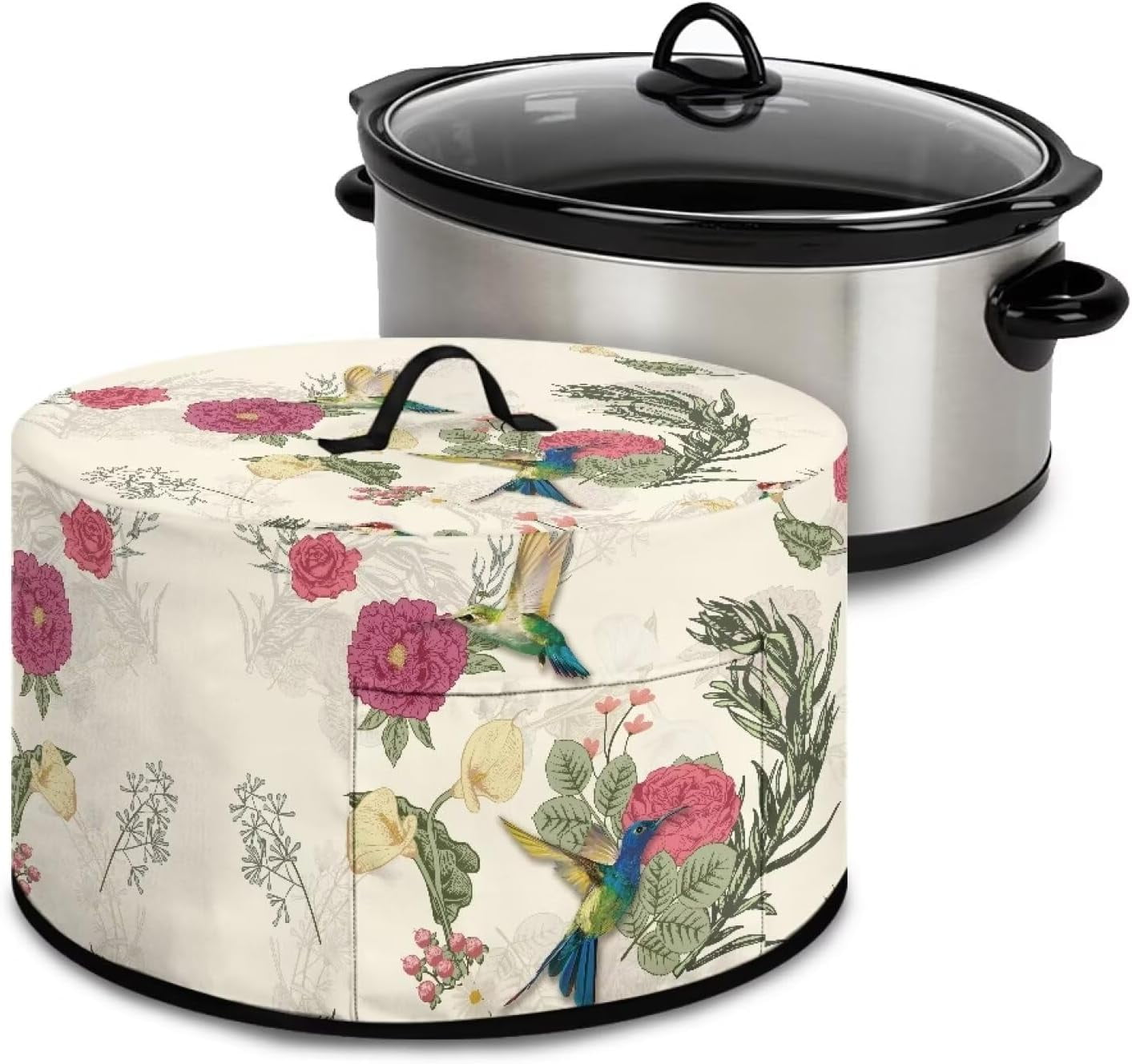 HYKE Bird Flower 6-8 Quart Slow Cooker Crock Pot Dust Cover Kitchen Appliance Accessories Dust ...