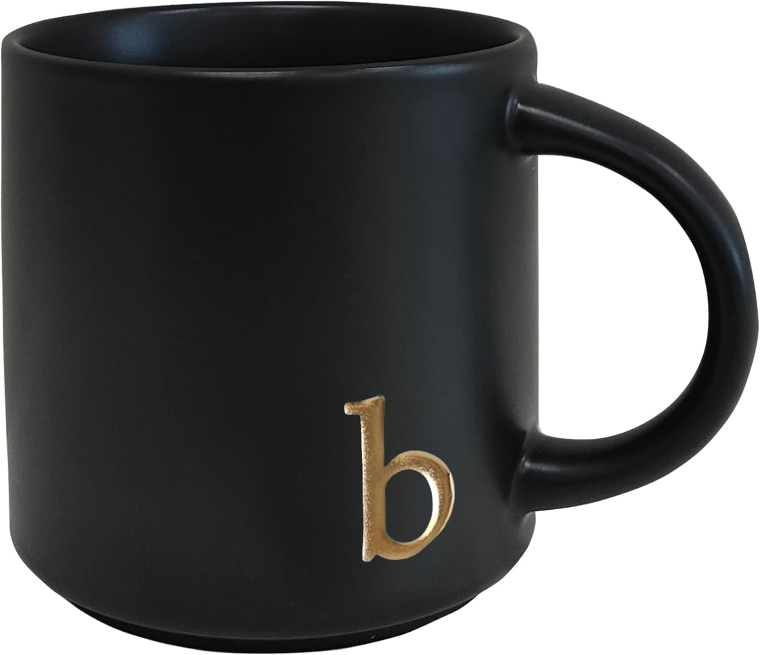 HYKE - Black Monogram Ceramic Mugs, 15 oz Golden Initial Coffee Cups ...