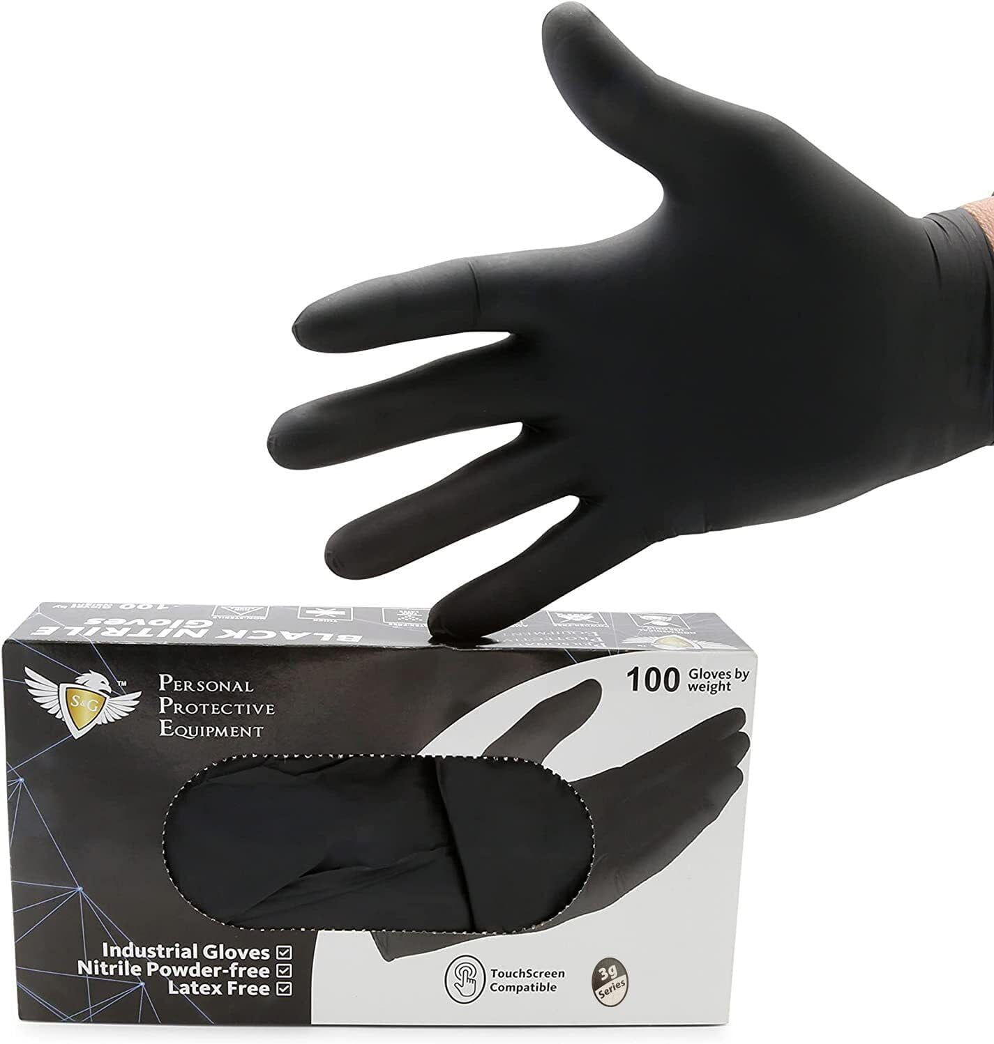 HYKE Black Nitrile Gloves Disposable Latex-Free Multipose Gloves for ...